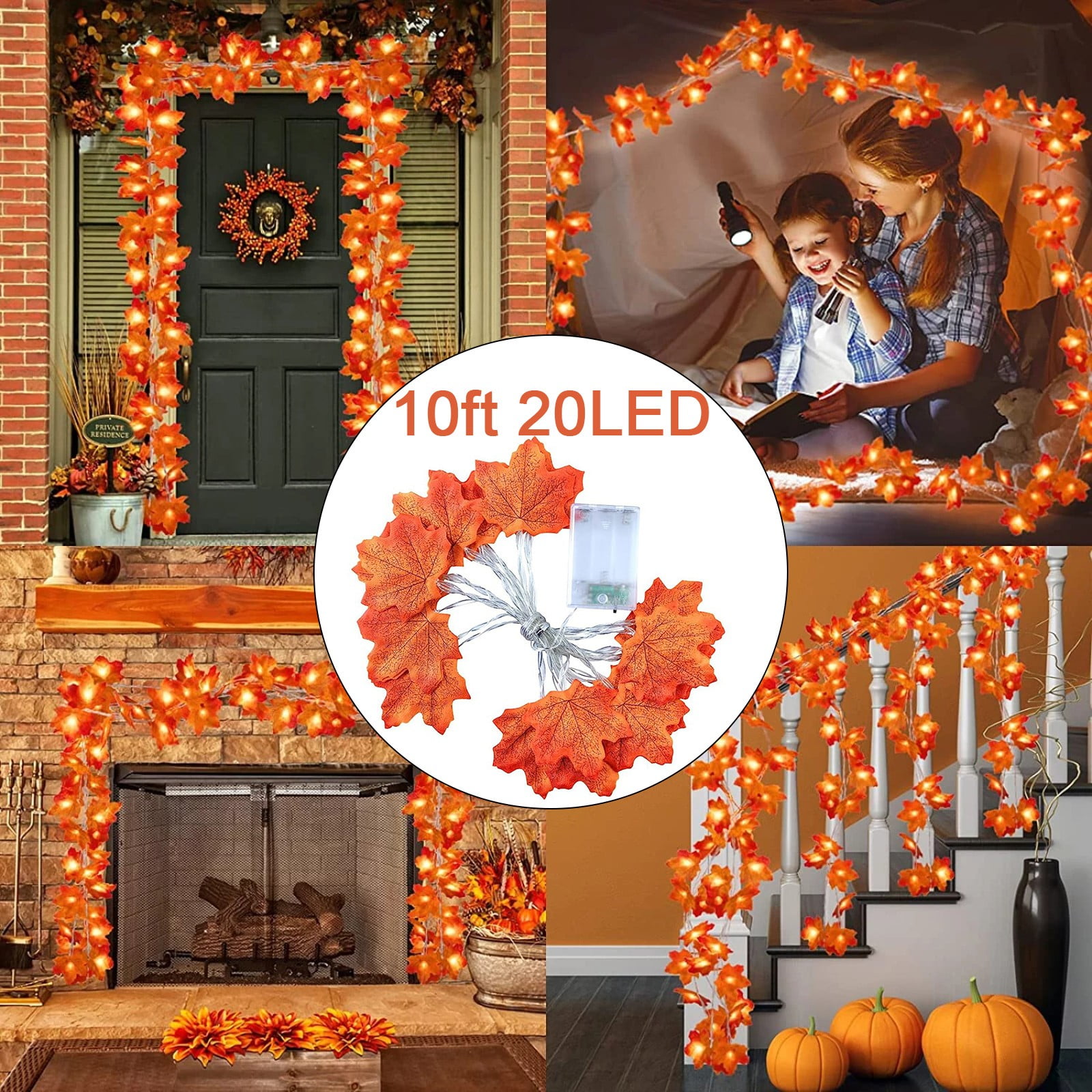Vlemua Home Decor Enchanting Maple Leaf Light String Halloween Garden ...