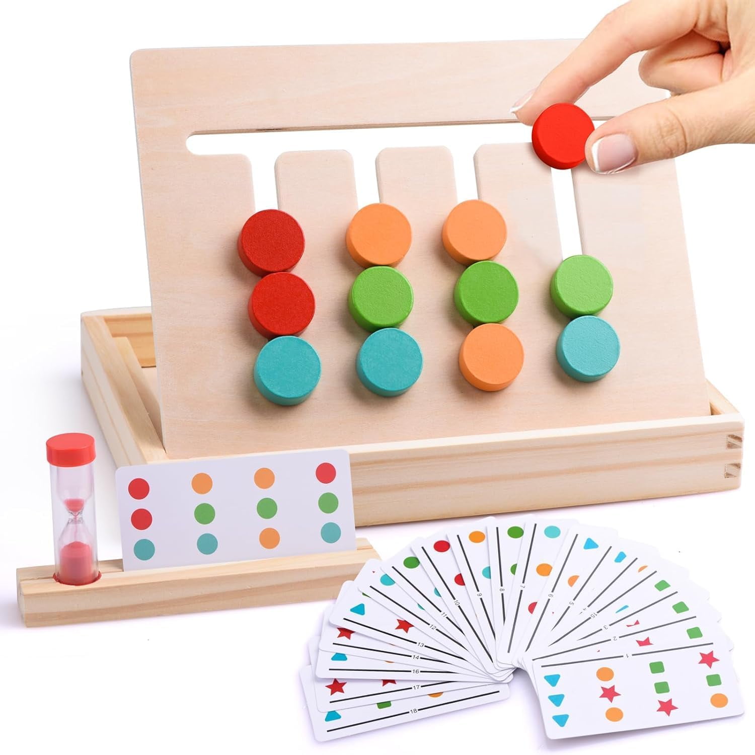 Vlemua Montessori Learning Toys Slide Puzzle Color & Shape Matching ...