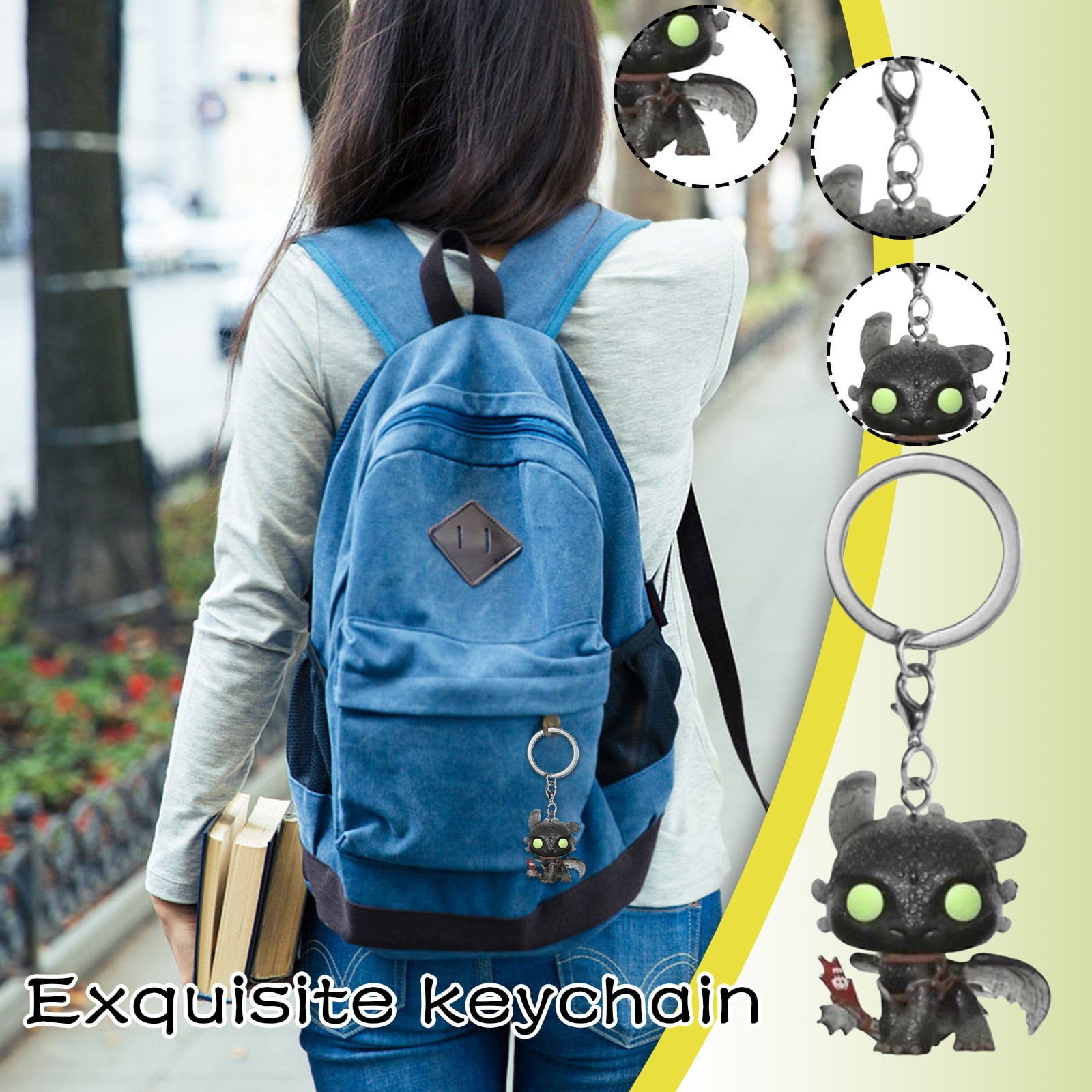 Vlemua How to Train Your Dragon Night Light Toothless Keychain Toys ...