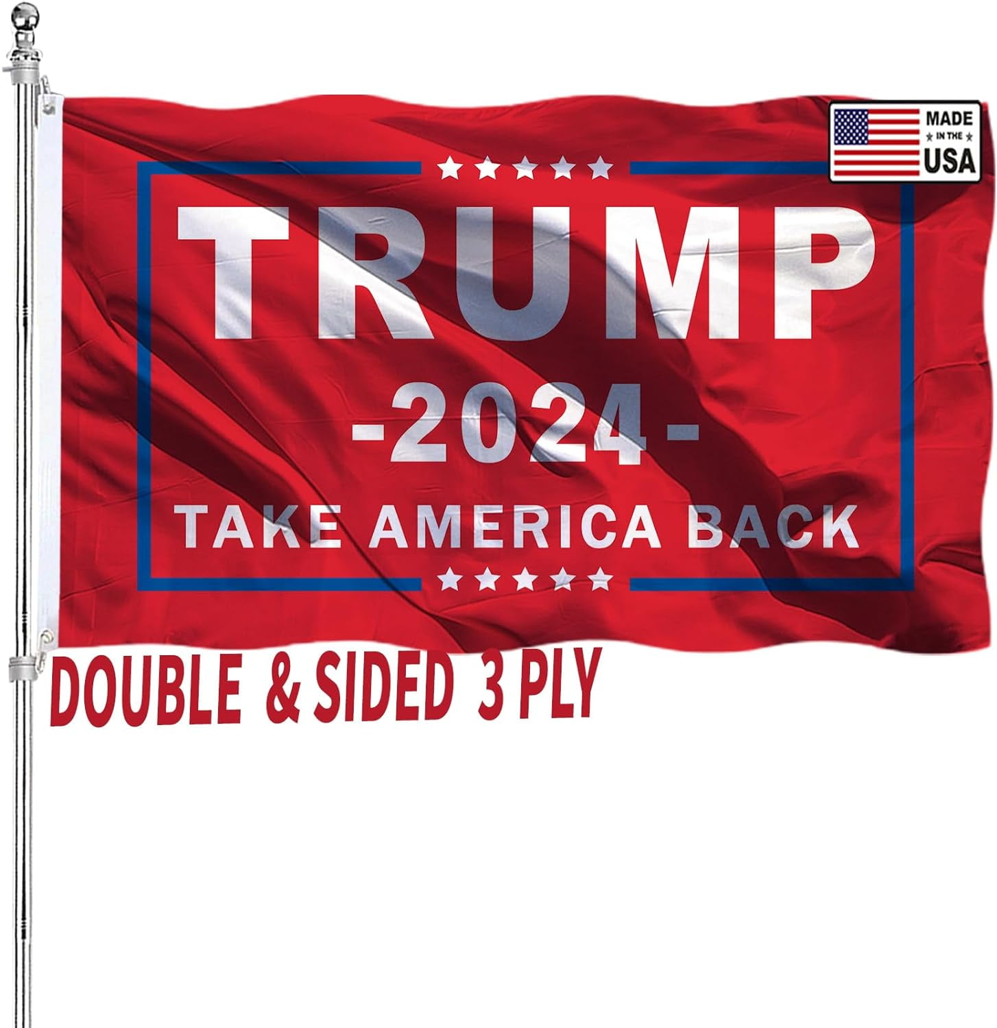 Vlemua Trump 2024 Flag Take America Back Red - Double Sided Donald Trump Flags 2024-3x5 Outdoor ...