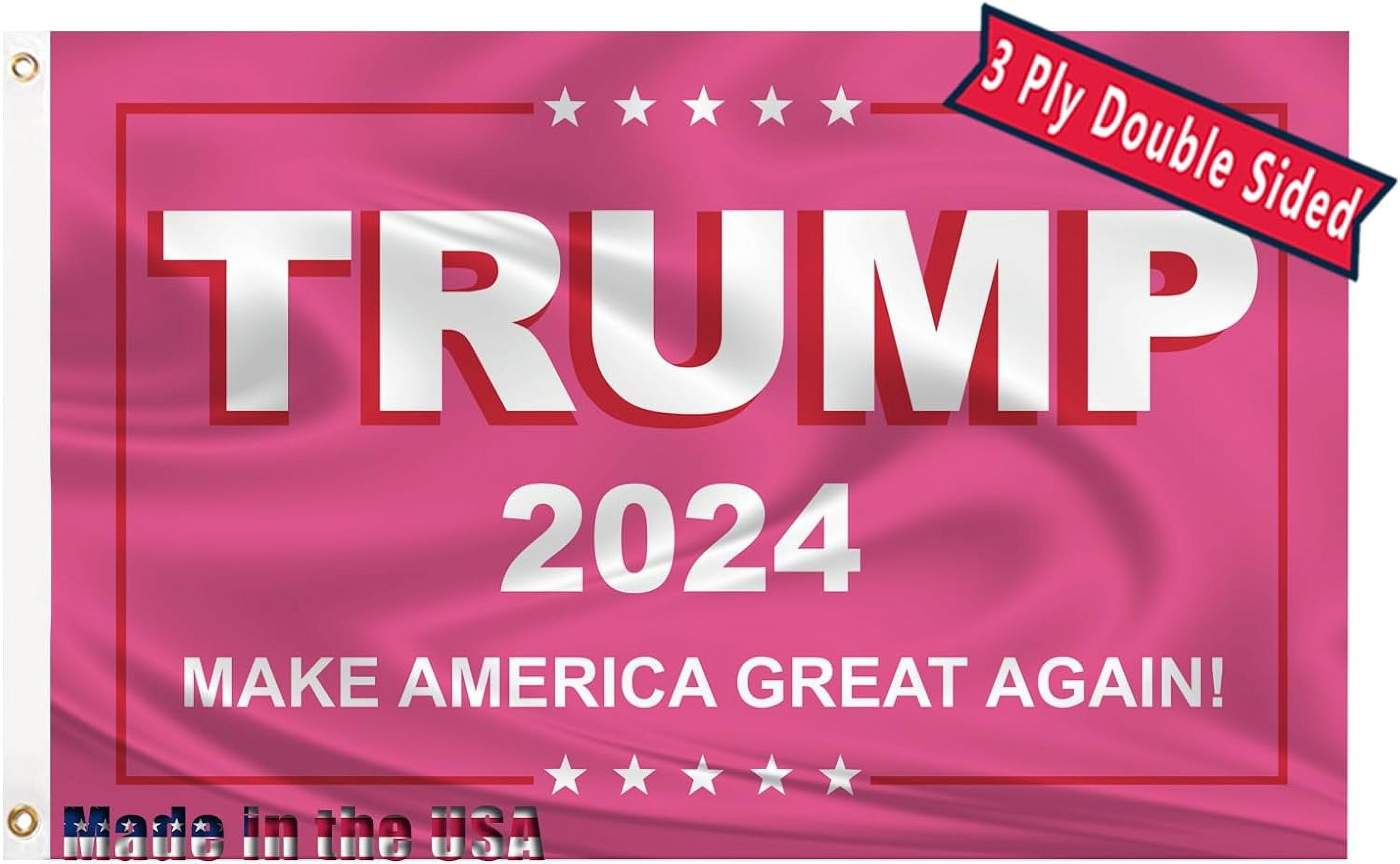 Vlemua Trump Flag 2024 Pink Outdoor Double Sided 3 Layers Polyester ...