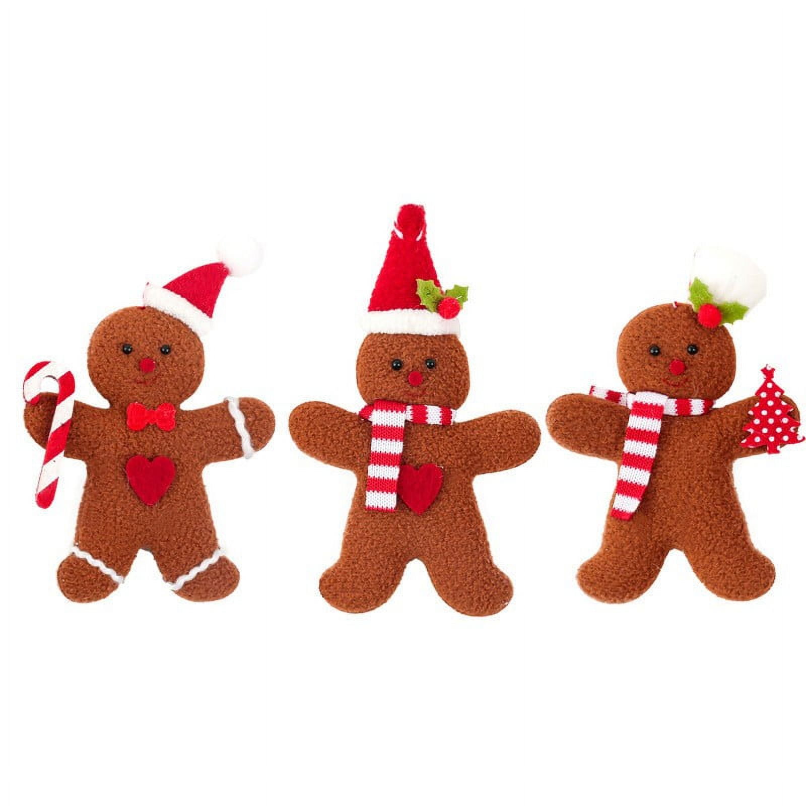 Vlemua Winter Decor 3Pcs Gingerbread Man Ornaments For Christmas Tree ...