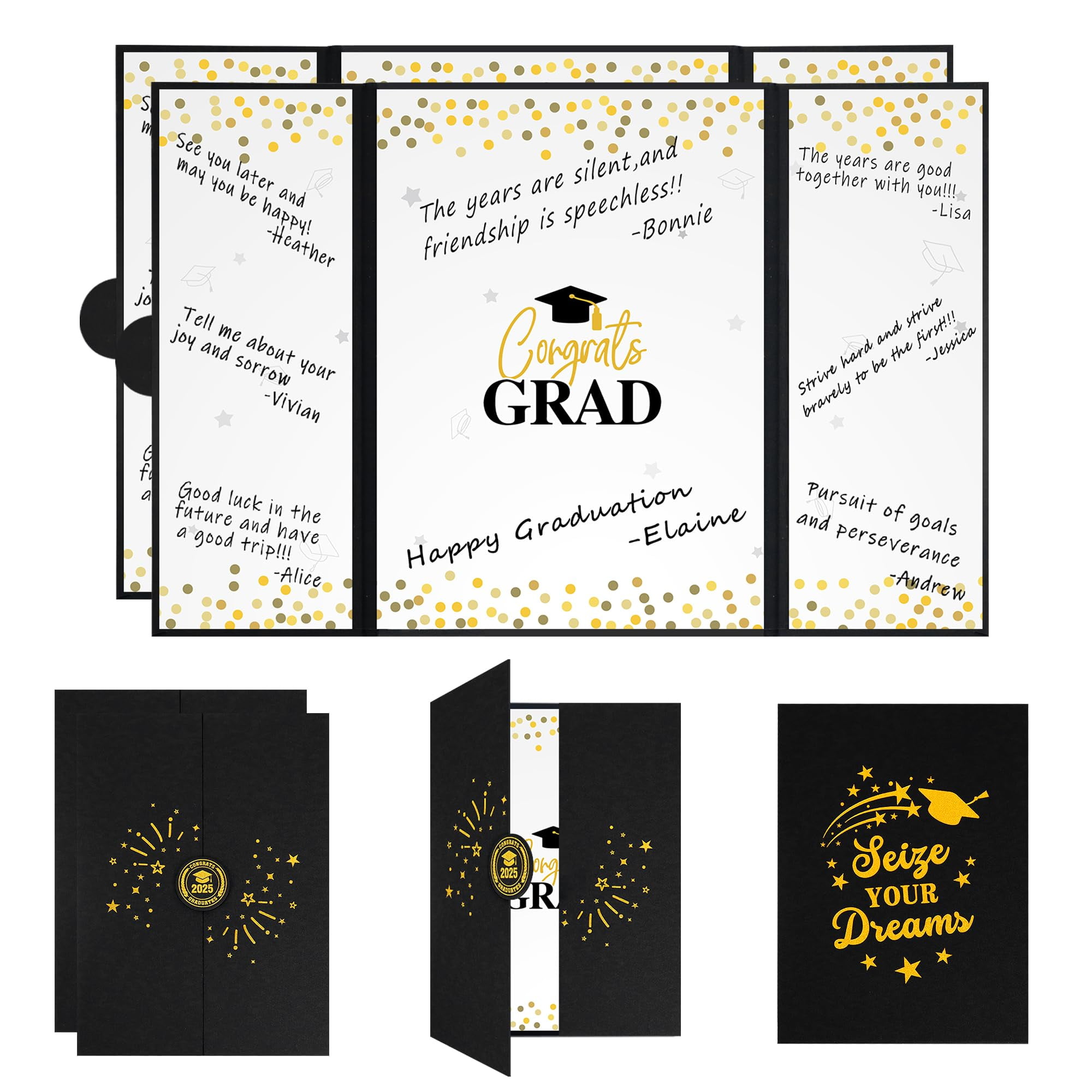 Vlipoeasn 2PCS Graduation Guest MMF7 Book Alternative, Black Gold of ...