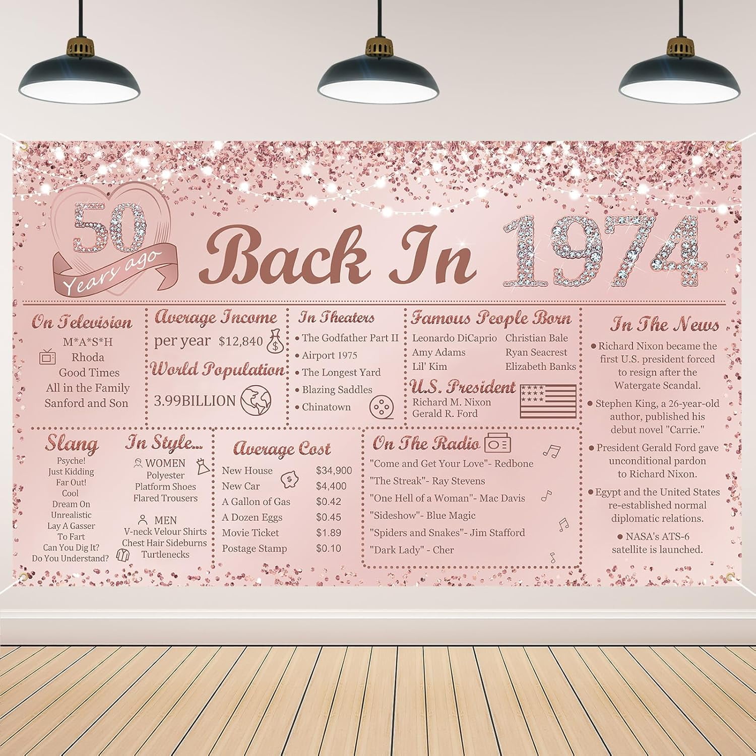 Vlipoeasn 50th Birthday Decorations for Women, Rose Gold Glitter Back ...