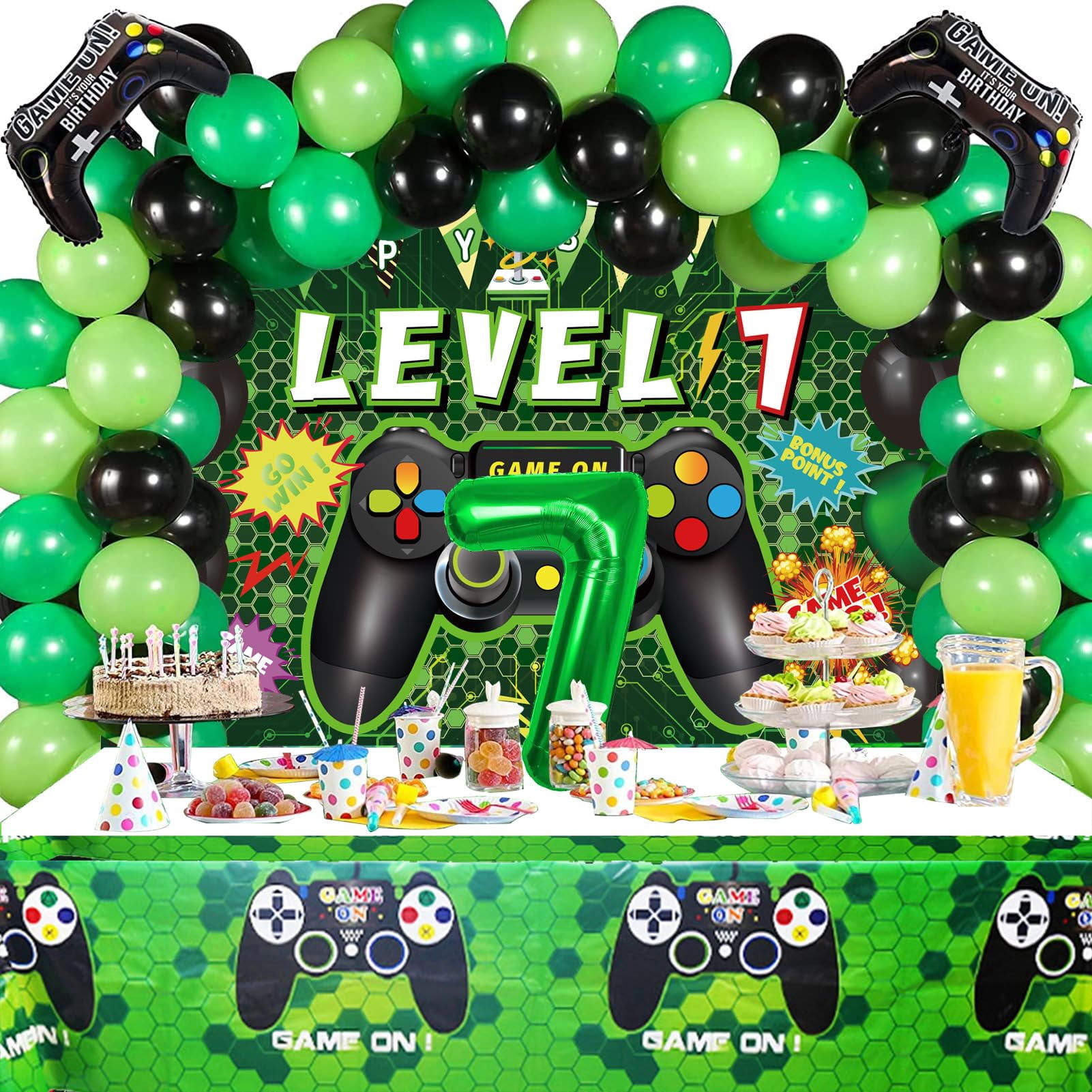 Vlipoeasn 90PCS Video Game Party Decorations SMRfor Boys Set - Green ...