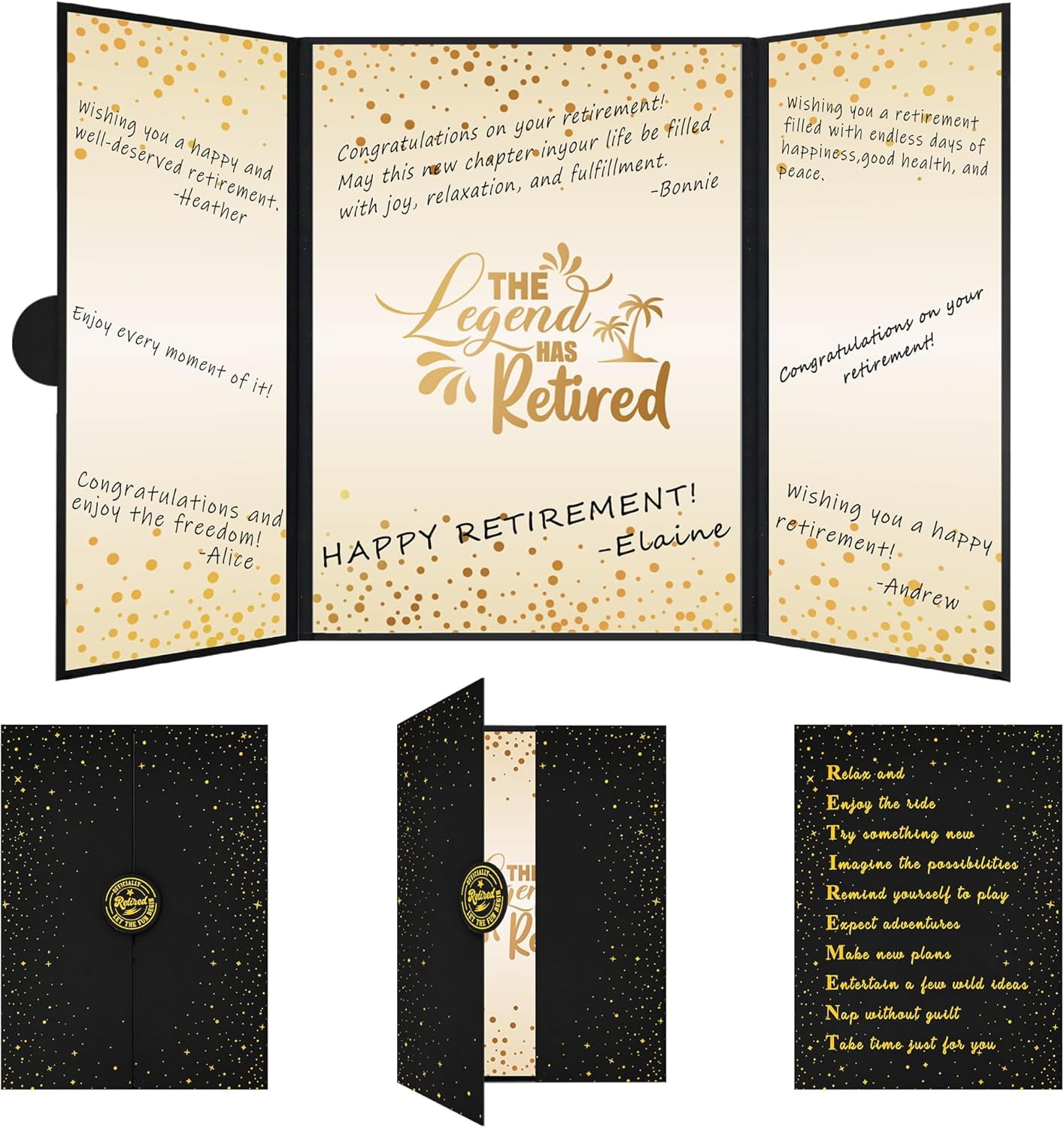 Vlipoeasn Black Gold Retirement Party Decor & Supplies | Premium Gold ...