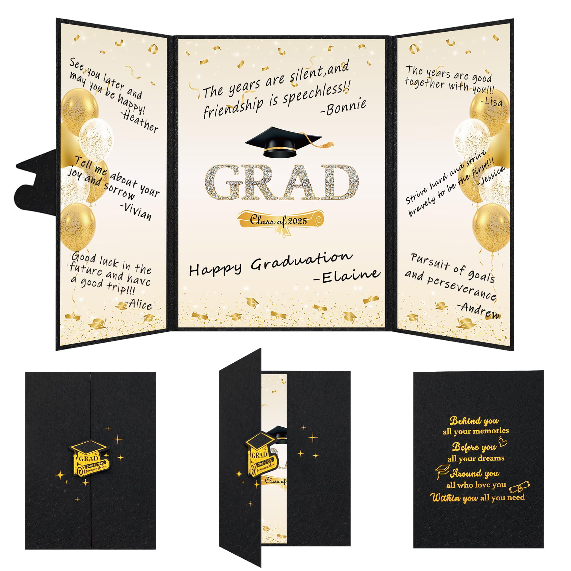 Vlipoeasn Graduation Guest Book OIF8 Alternative, Black Gold Class 2025 ...