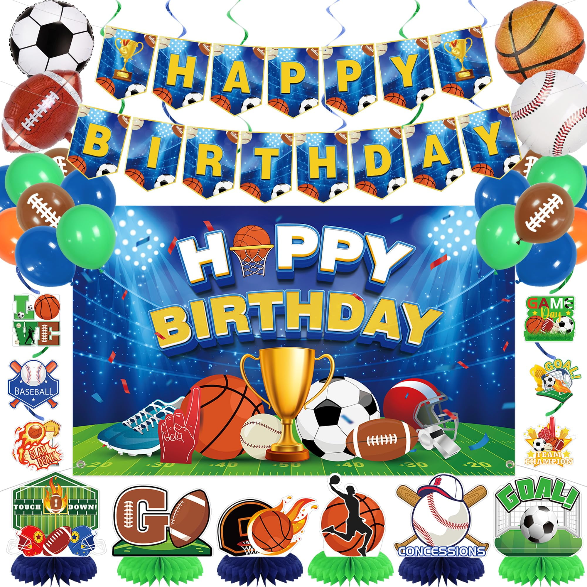 Vlipoeasn Sports Birthday Party Decorations, 40Pcs Sports Theme ...