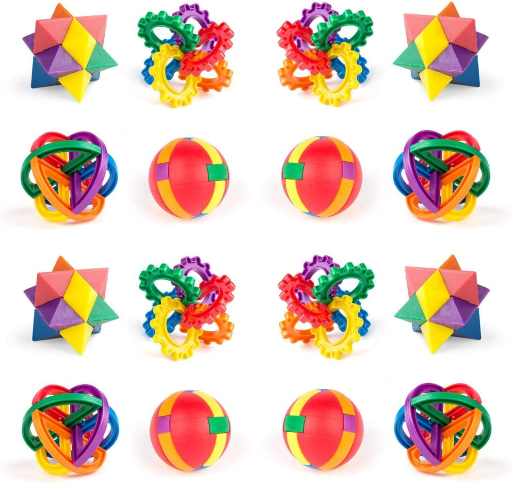 Vlish 12pcs Fun Brain Teaser Puzzle Balls - Rainbow Fidget Game Toys ...