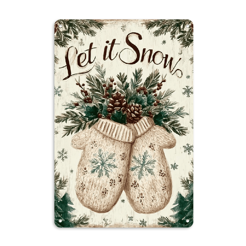 Vllo0ord 2D Flat, 1pc Vintage Winter Snowflake Let It Snow Metal Wall ...