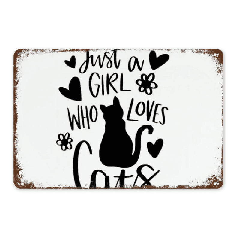 Vllo0ord A Girl Who Loves Cats Welcome Fall Tin Sign Metal Sign Autumn ...