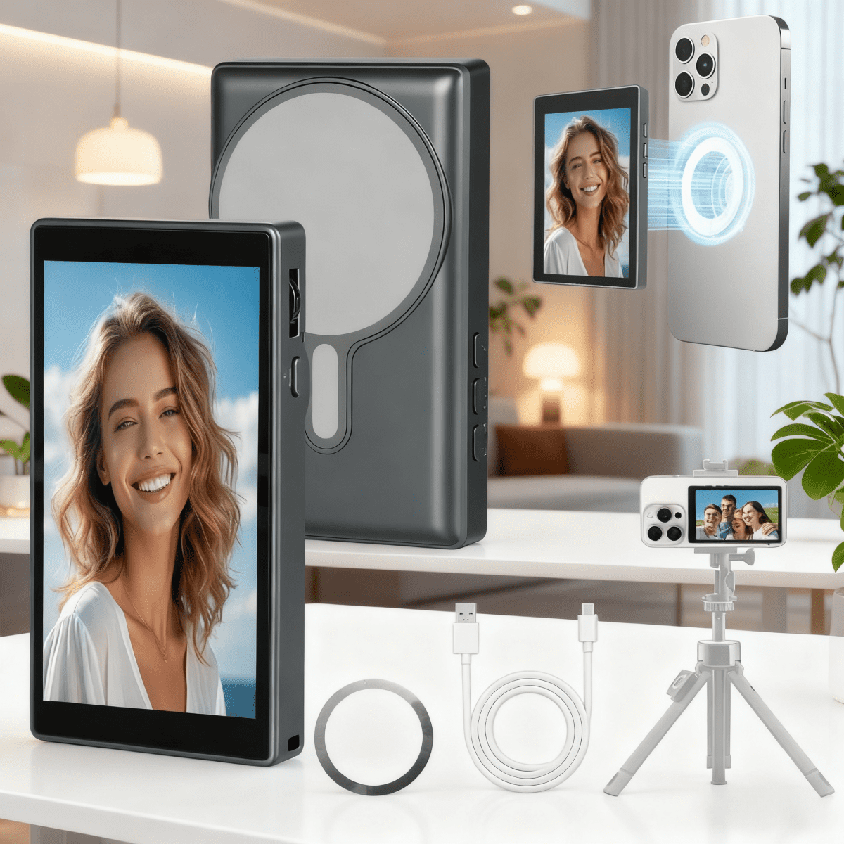 Vlog Selfie Monitor Screen, 4K 30fps / 1080P Recording, Magnetic Back ...