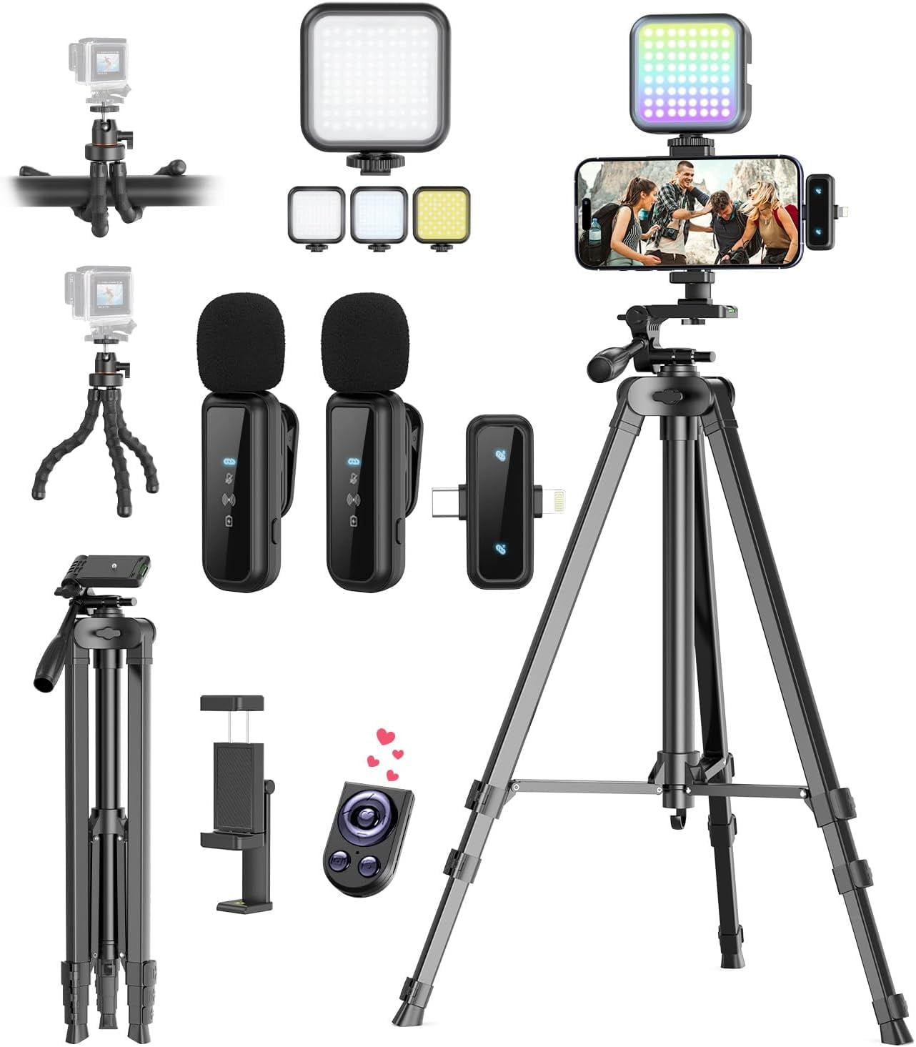 Vlogging Kit for iPhone/Android, YouTube Starter Kit with Wireless ...