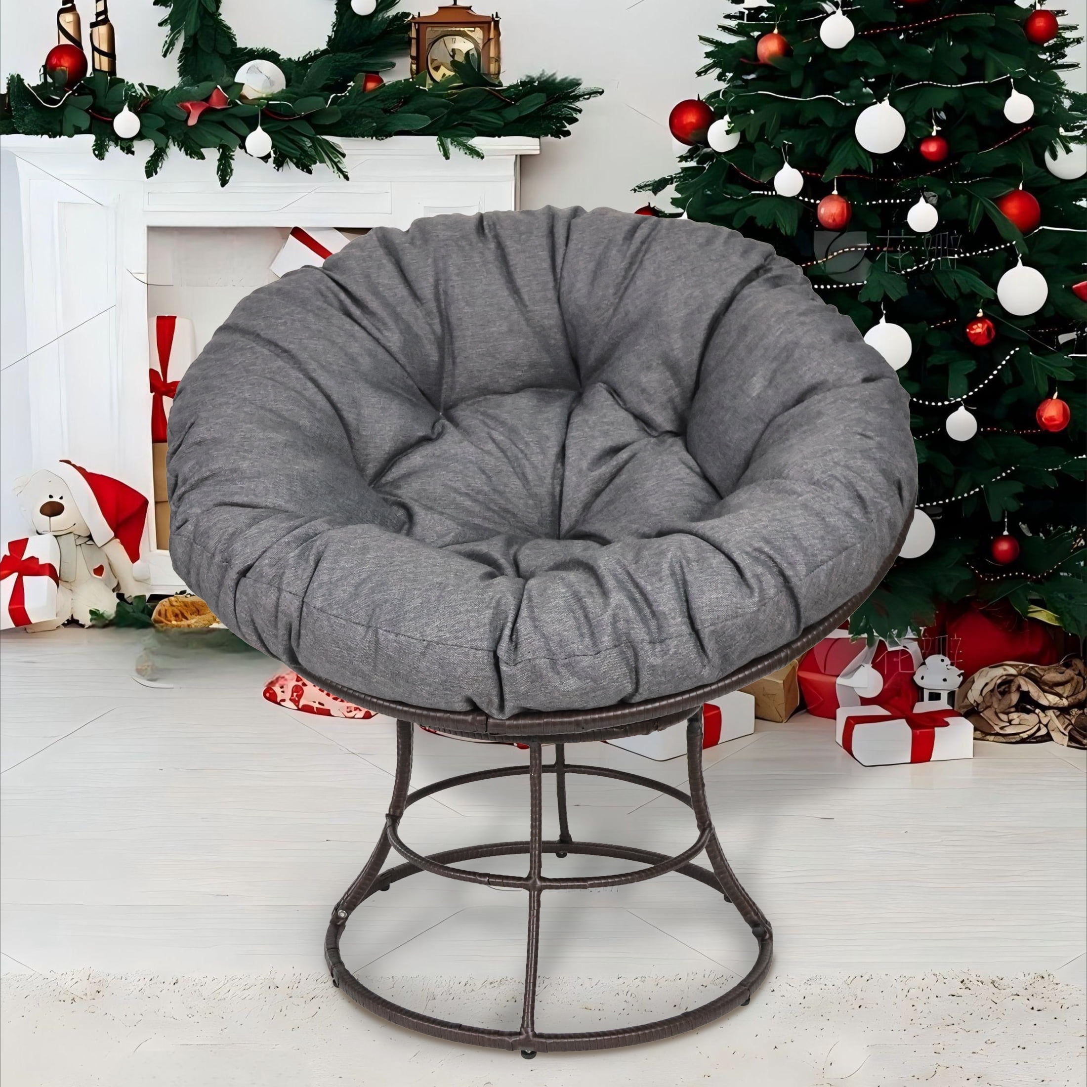 Vmopu Swiveling Lazy Sofa Chair 360-Degree PE Rattan Wicker w/ Fluffy ...