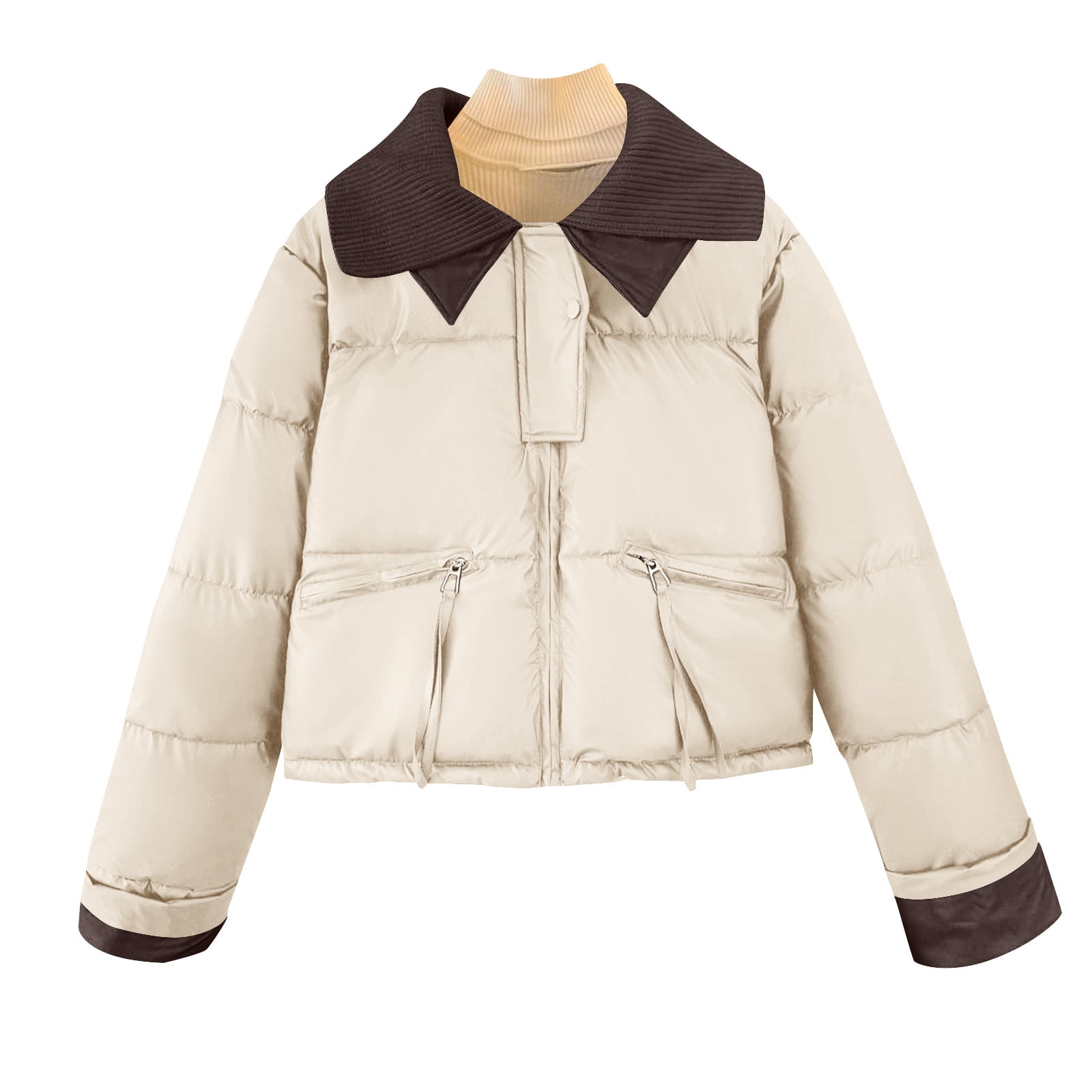 Vmvidoty Contrast Short Down Cropped Collar Utility Coat Cargo Jacket ...
