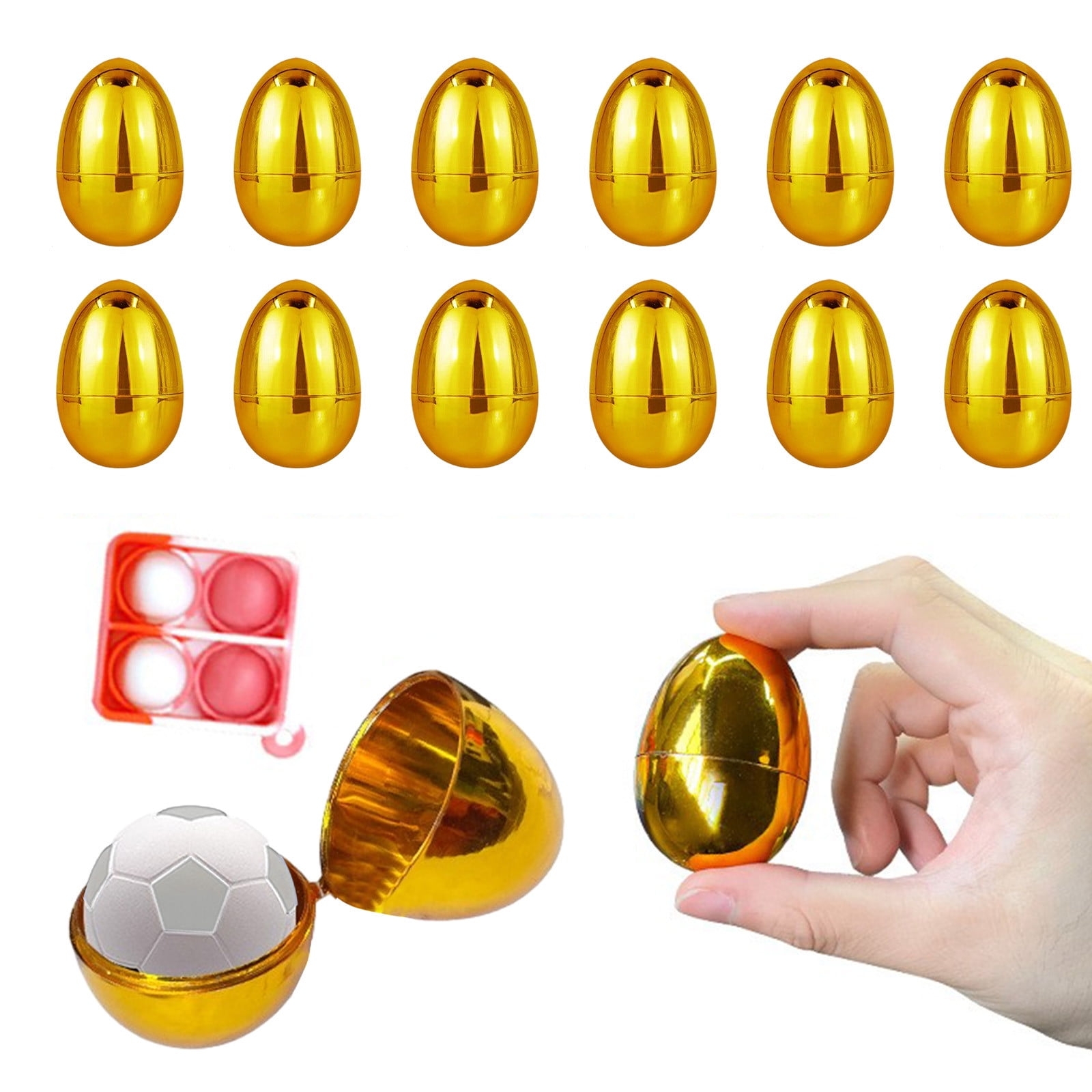 Vmvidoty Golden Eggs Plastic Easter Eggs Fillable Surprise Empty Eggs ...
