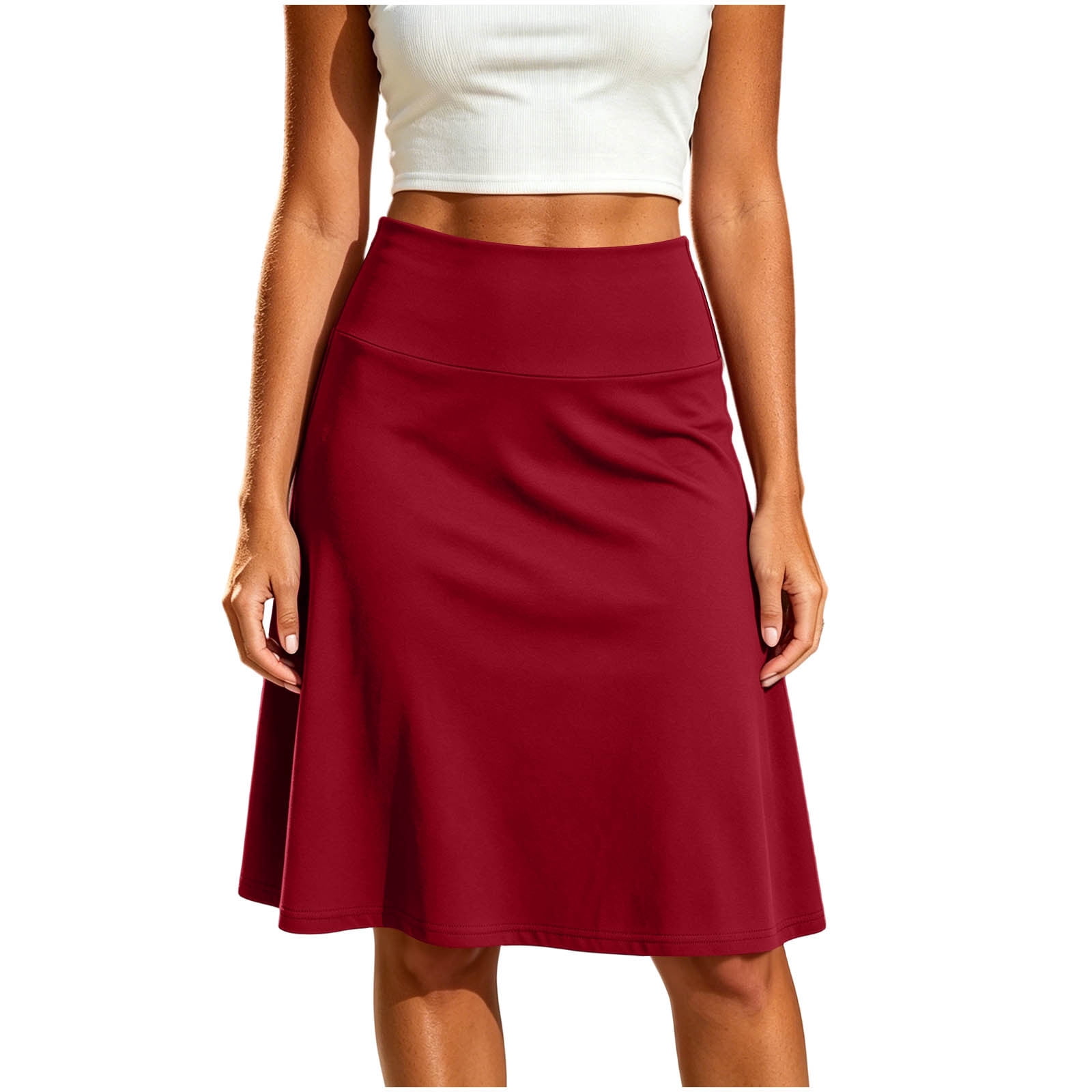 Vmvidoty Women's High Waist A-Line Flowy Midi Skirt, Wine, XL - Walmart.com