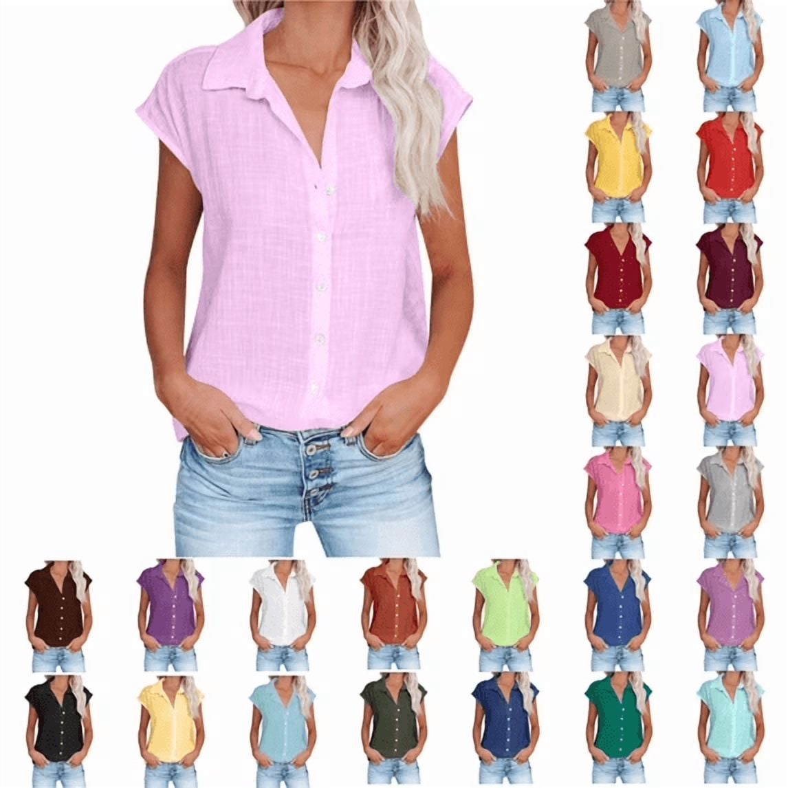 Vmvidoty Womens Button Down Shirts Cotton Linen Sleeveless Blouses 2026 ...