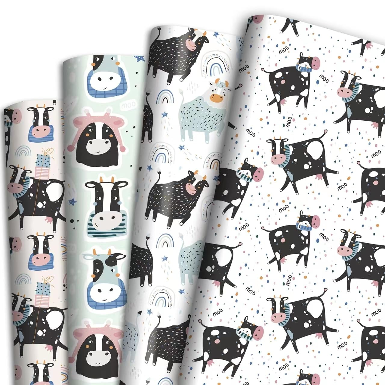 Vnaaem Cow Wrapping Paper 8 Pc Funny Rainbow Cow Print Gift Wrap for ...