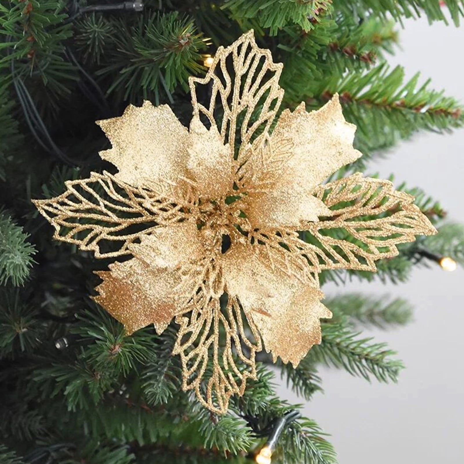 Vnanda 10Packs Christmas Tree Flower Decoration Sequined Christmas ...
