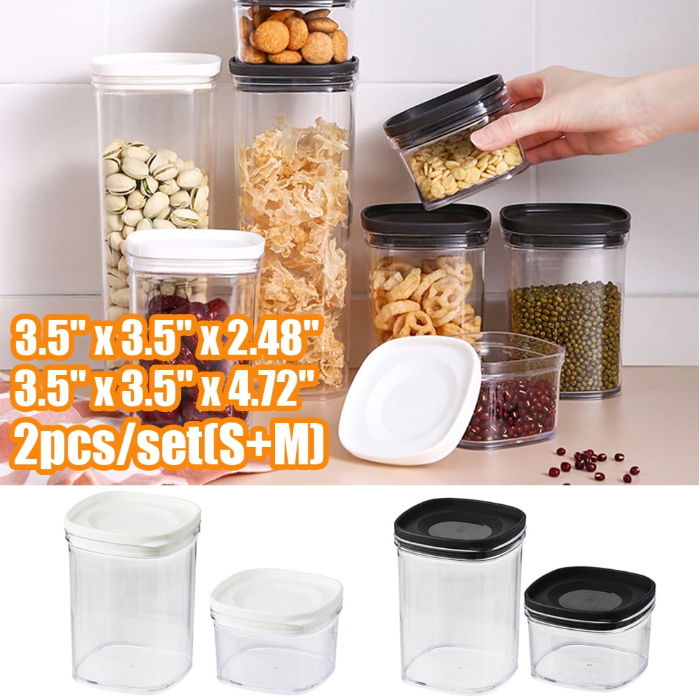 Vnanda 2 Packs Large Clear Plastic Storage Jars with Lids, A Pen - Wide ...