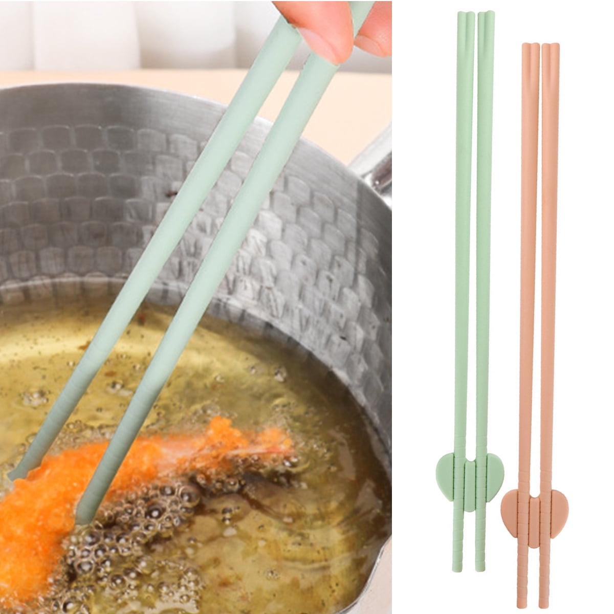 Vnanda 2Pairs Silicone Cooking Chopsticks with Band | Multi-Purpose ...