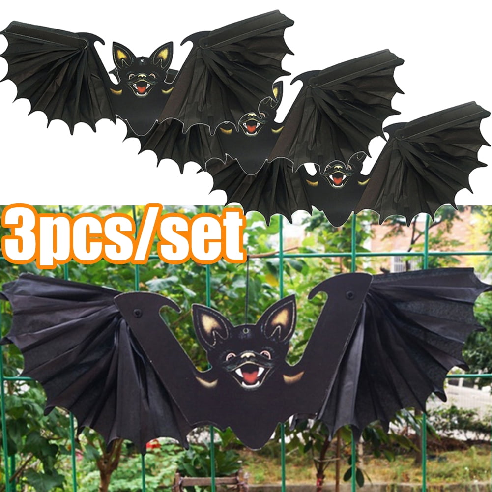 Vnanda 3 Packs Halloween Simulation Hanging Bats Realistic Looking ...