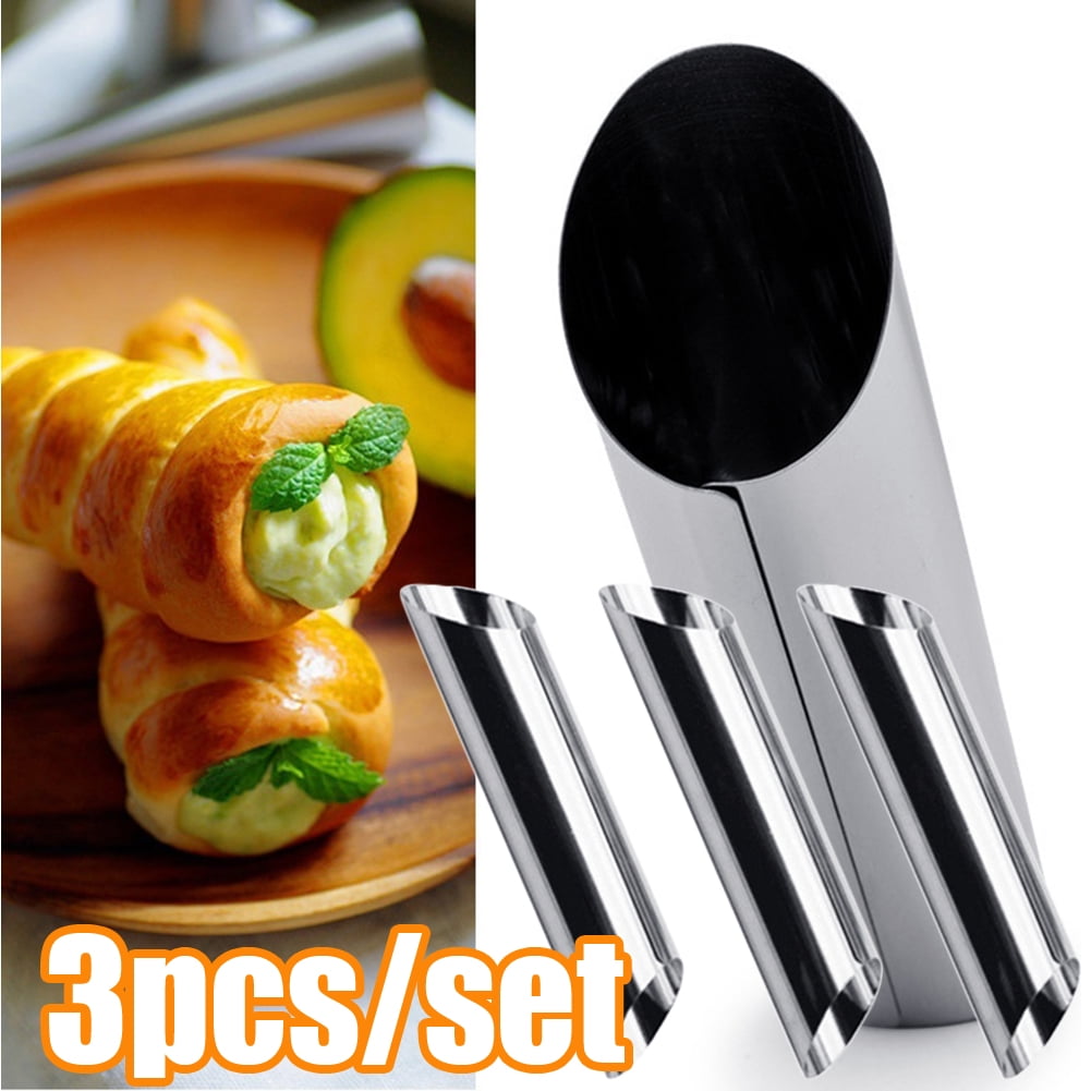 Vnanda 3Pcs Cannoli Tubes Molds,Stainless Steel Cream Horn Molds ...