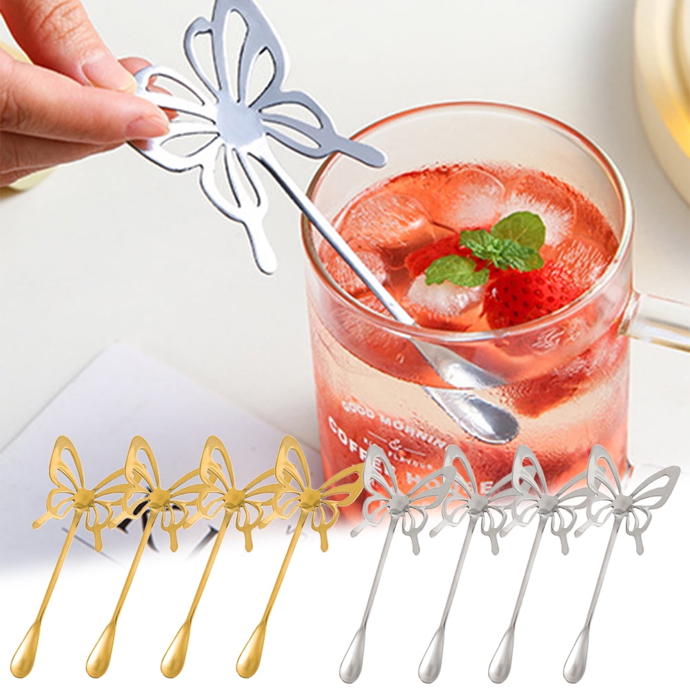 Vnanda 4Packs Creative Butterfly Handle Coffee Spoon Dessert Fruit Fork ...