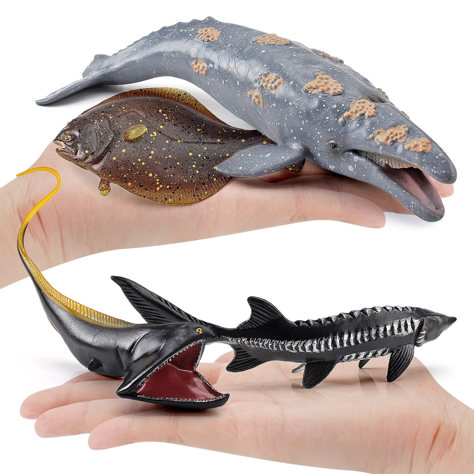 Vnanda 4Packs Plastic Sea Animal Figures Ocean Animals Figurines Bath ...