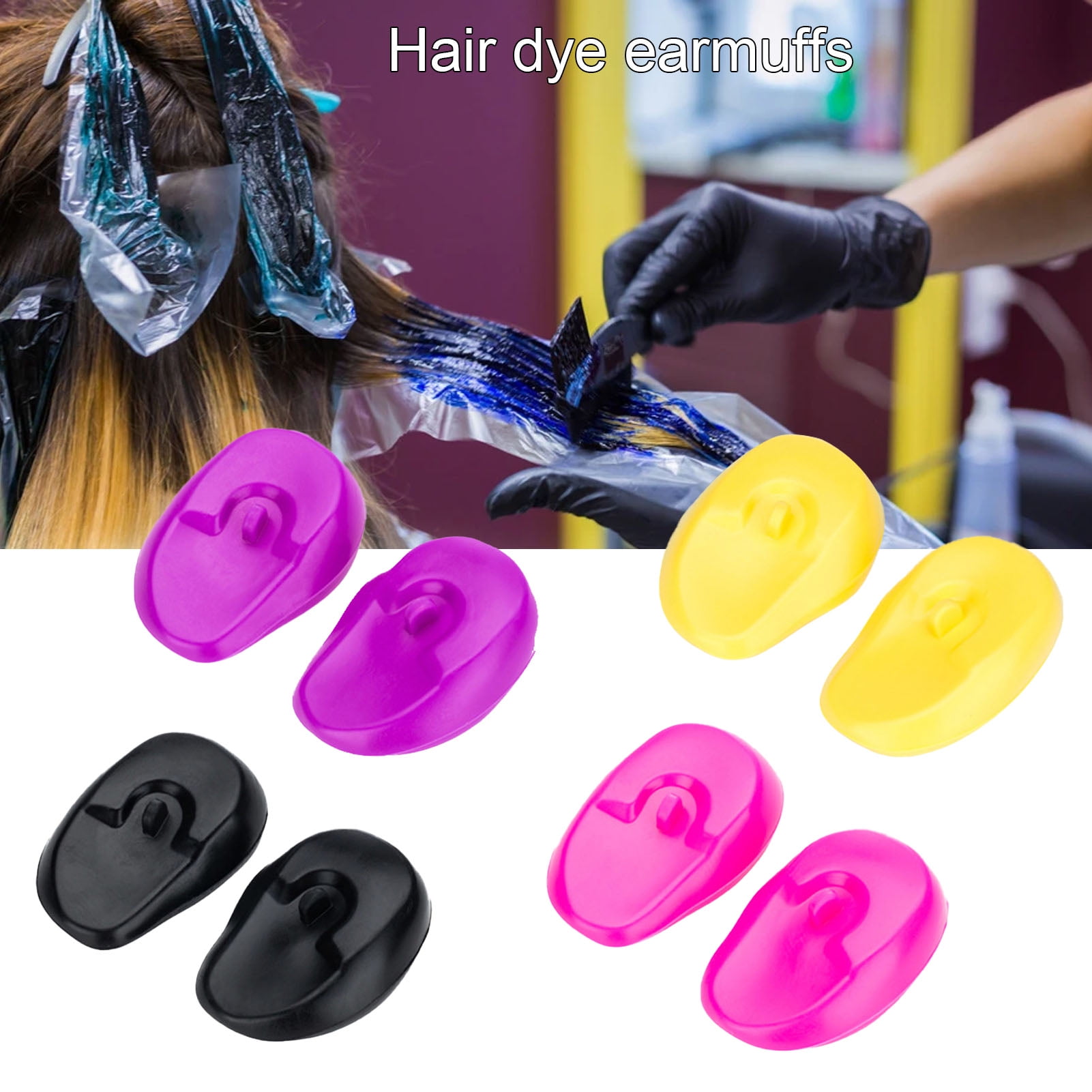Vnanda 4Pairs Reusable Silicone Ear Covers Hairdressing Dye Coloring ...