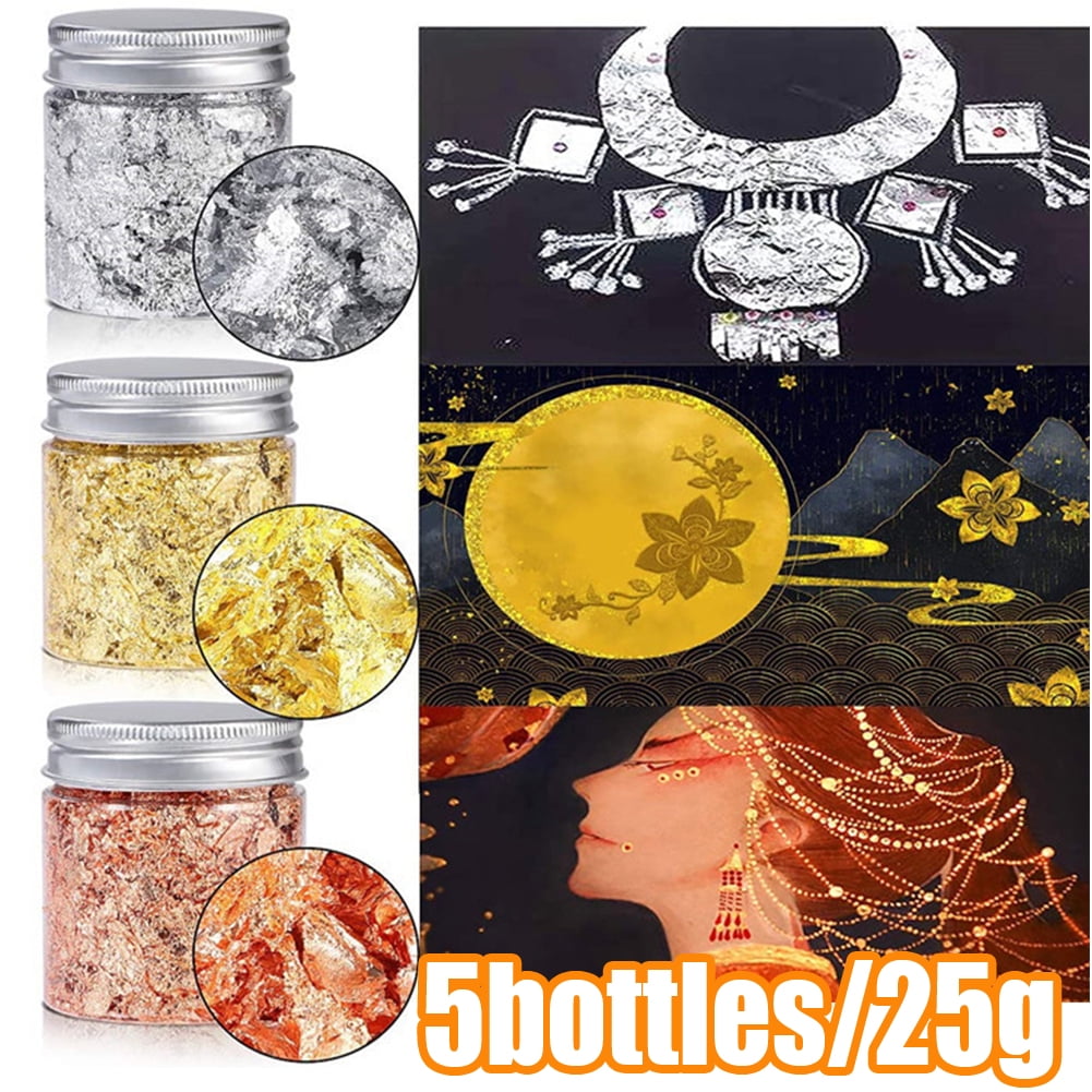 Vnanda 5Bottles/25g Gold Foil Flakes for Resin, Metallic Foil Flakes ...