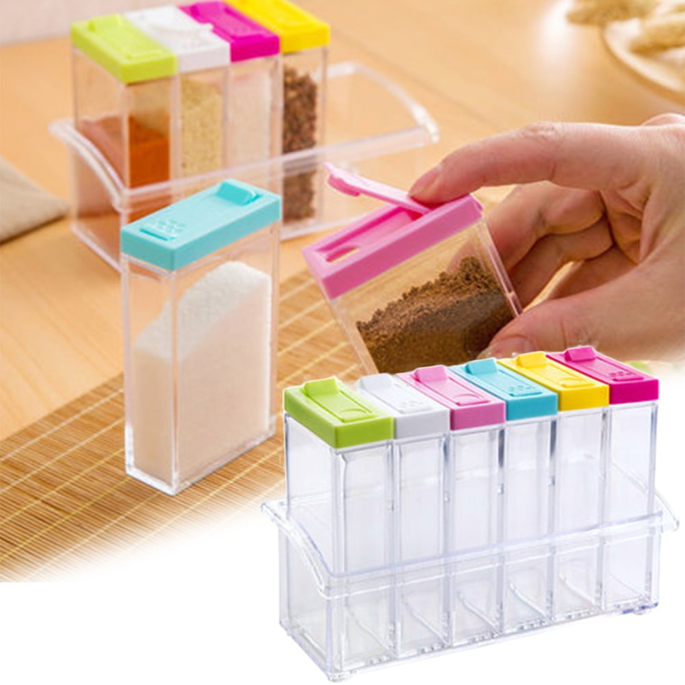 Vnanda 6Pcs/Set Spice Shaker Jars, Seasoning Shaker Box Condiment Set ...