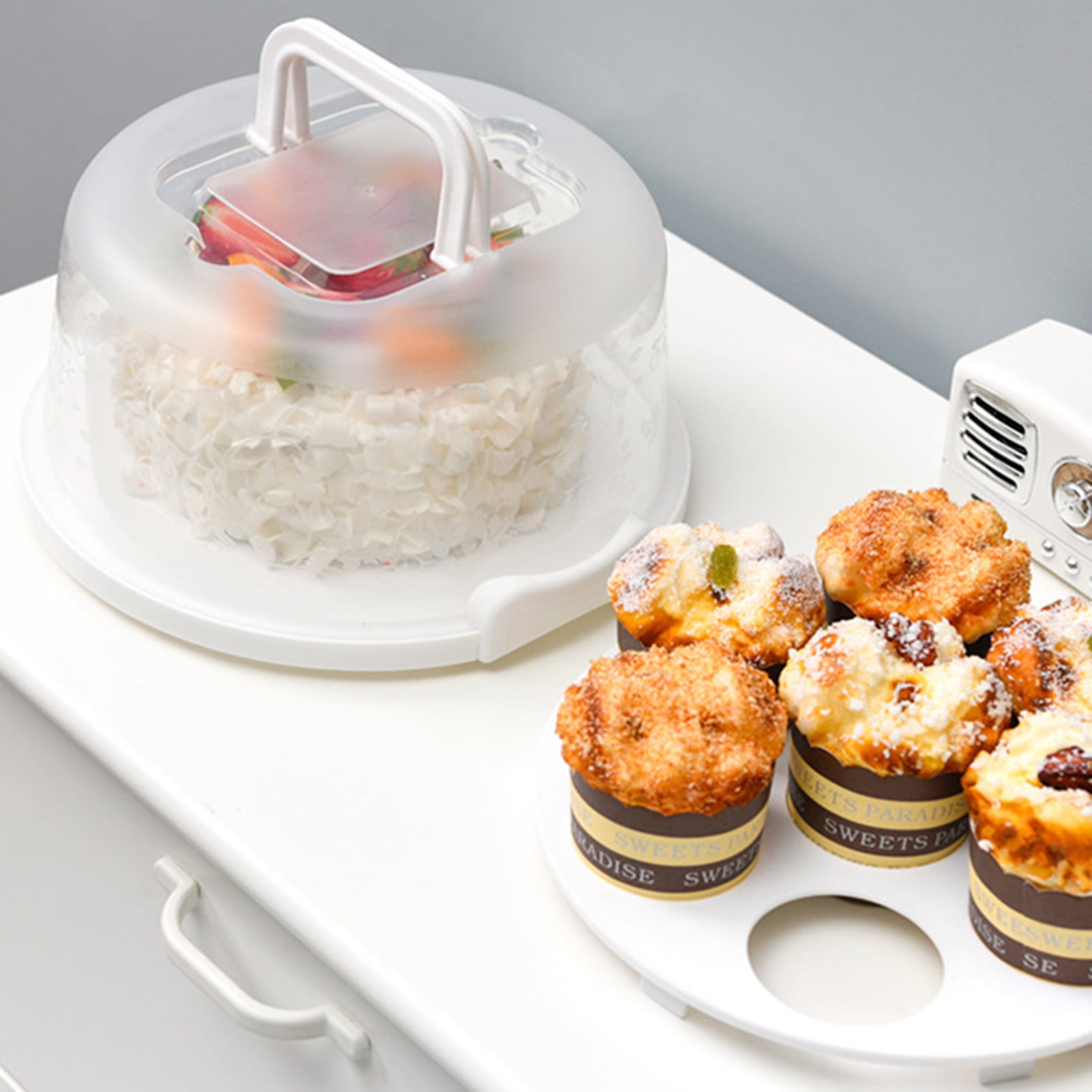 Vnanda Cake Keeper with Cover & Cupcake Insert - Plastic Cupcake ...