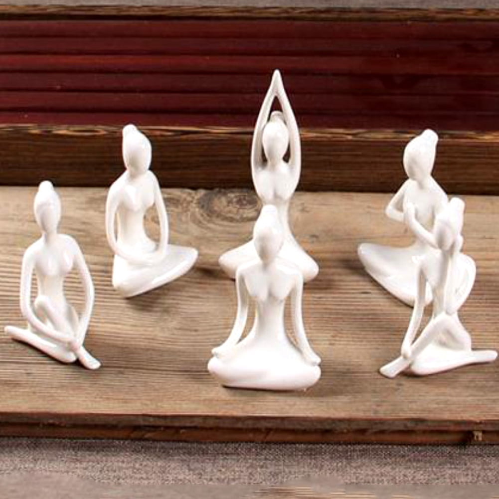 Vnanda Ceramic Abstract Yoga Girl Sculpture Meditation Yoga Pose Statue ...