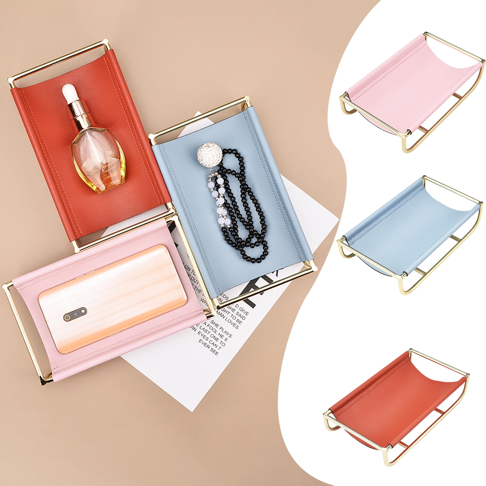 Vnanda Easy to Clean Tray Desktop Storage Tray Faux Leather Stable ...