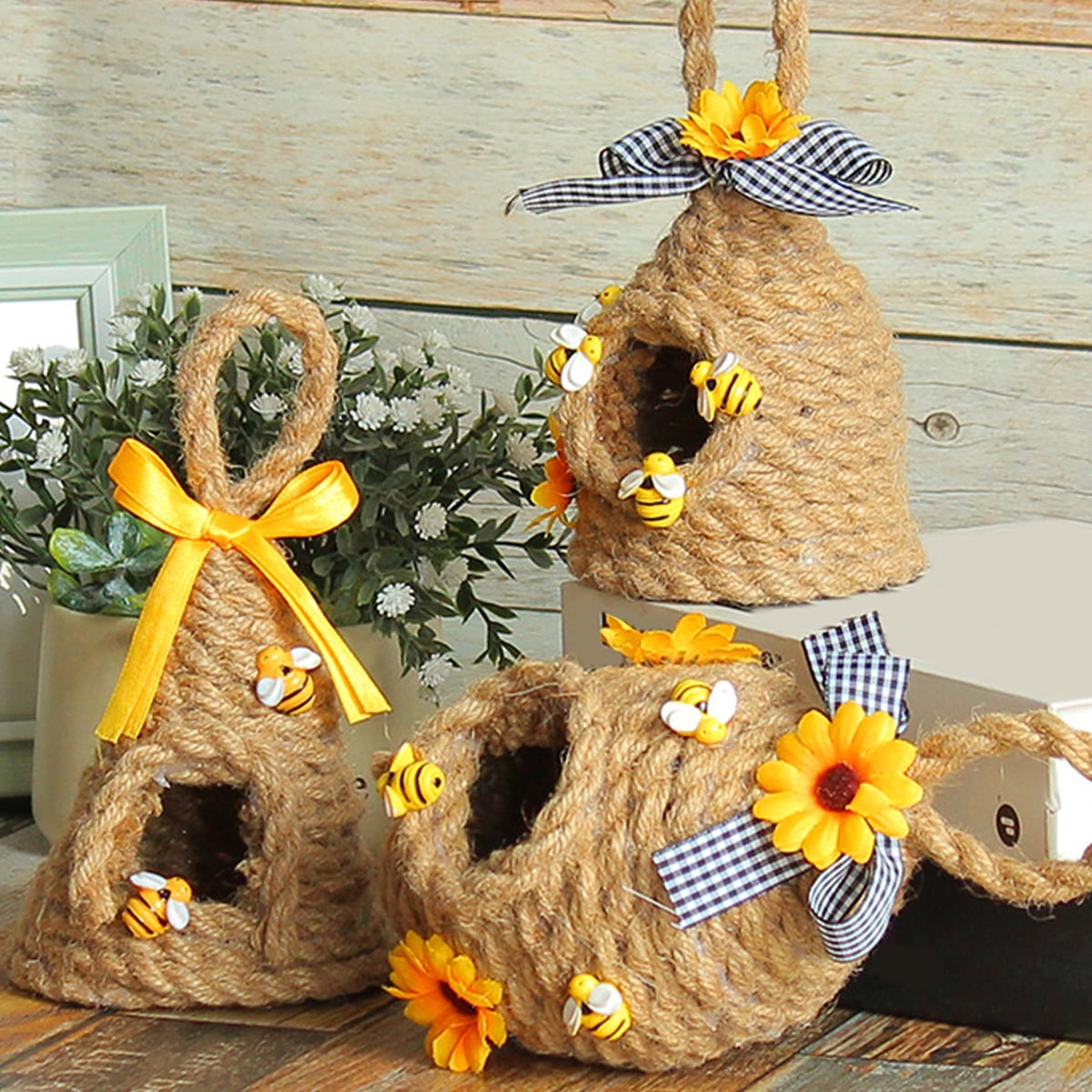 Vnanda Jute Bee Hive Decor Bee Tiered Tray Decorations Decorative Honey ...