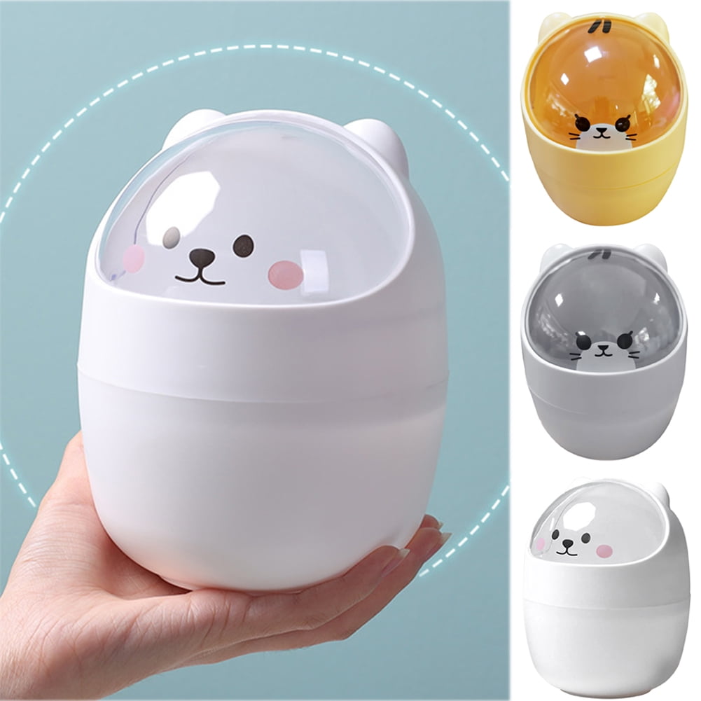 Vnanda Mini Trash Can with Lid, Brushed Stainless Steel Small Tiny Mini ...