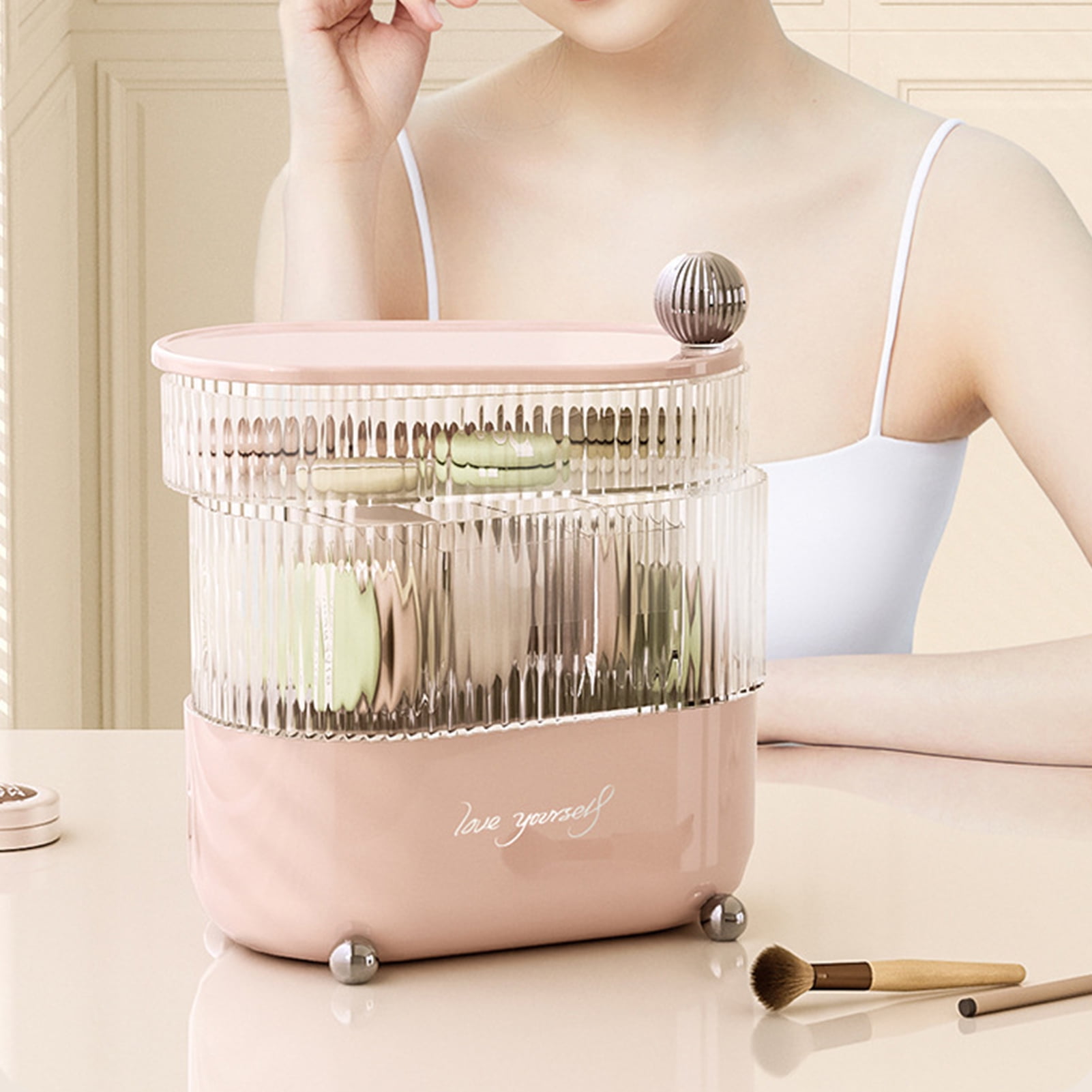 Vnanda Multifunctional Cosmetic Container Powder Puff Storage Box 360 ...