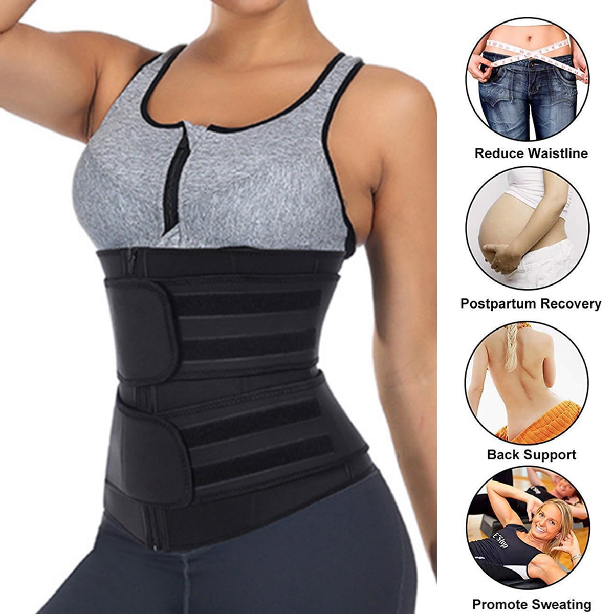 Vnanda Sweat Waist Trainer for Women Two Belts, Neoprene Workout Corset ...