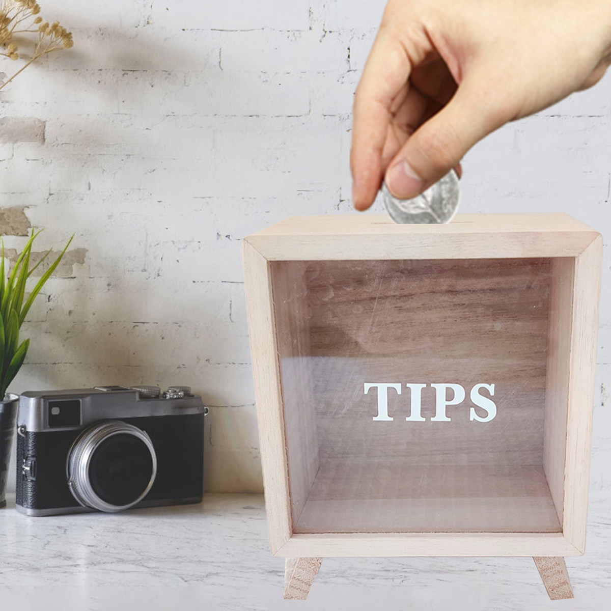 Vnanda Wooden Piggy Bank, Piggy Banks for Adults, Decorative Shadow Box ...