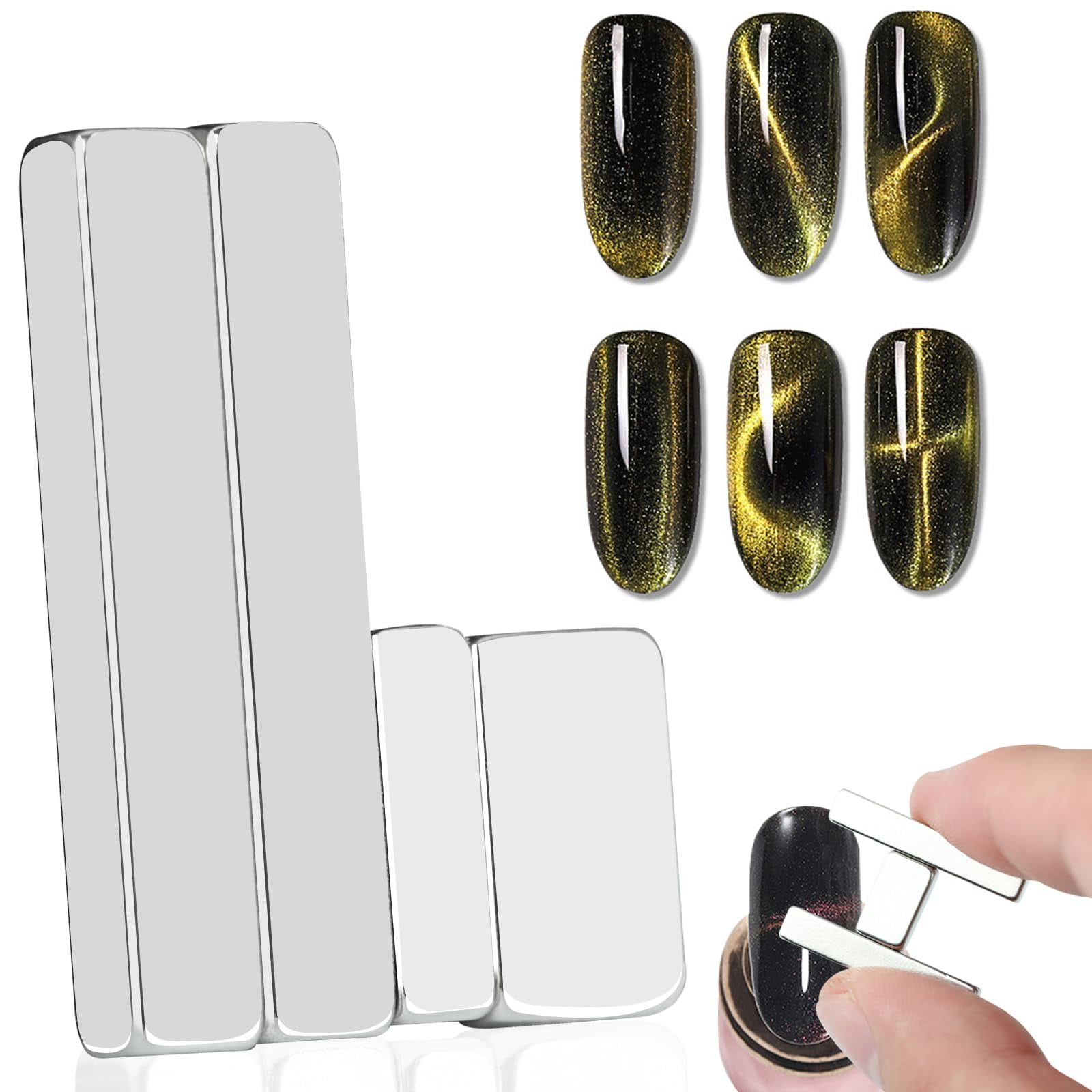 Vnjaoi 4 Pcs Mini MMF7 Nail Magnet Set, Assembled Cat Eye Gel Nail ...