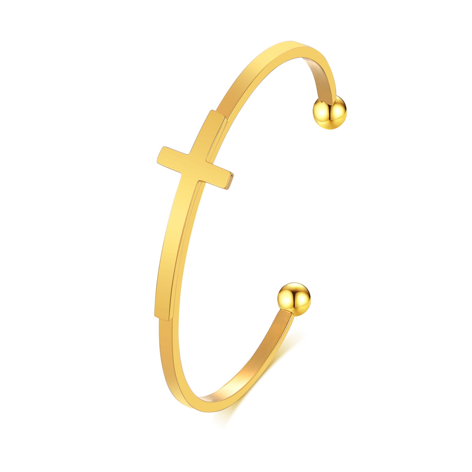 Vnox Religious Cross Bracelets, Stainless Steel Sideways Cross Bracelet ...