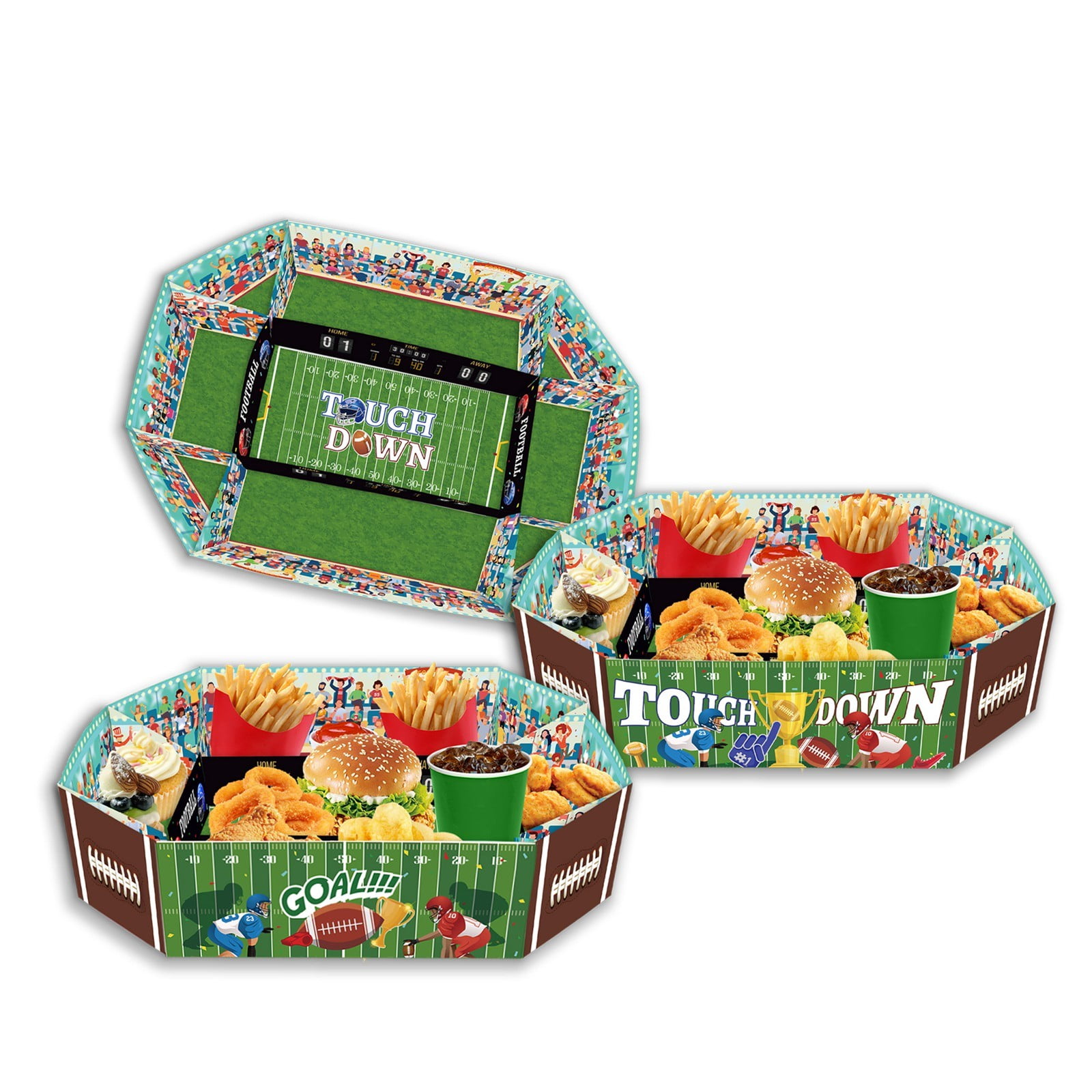 Vntub Football Stadium Tray Football Sports Game Party Snack Tray ...