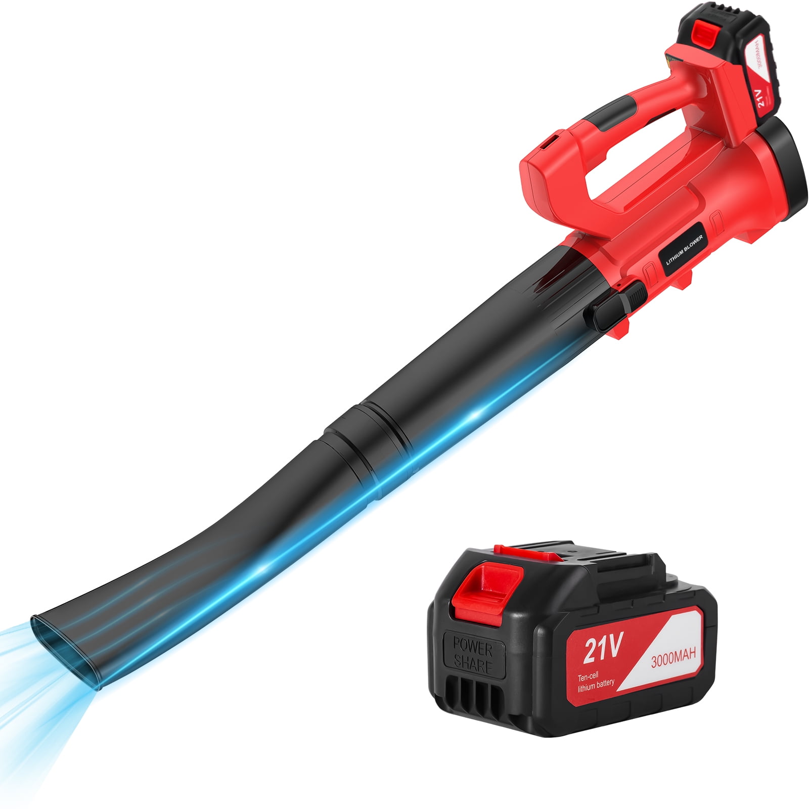 Vobor 21V Cordless Portable Battery Powered Adjustable Speed Blower for ...