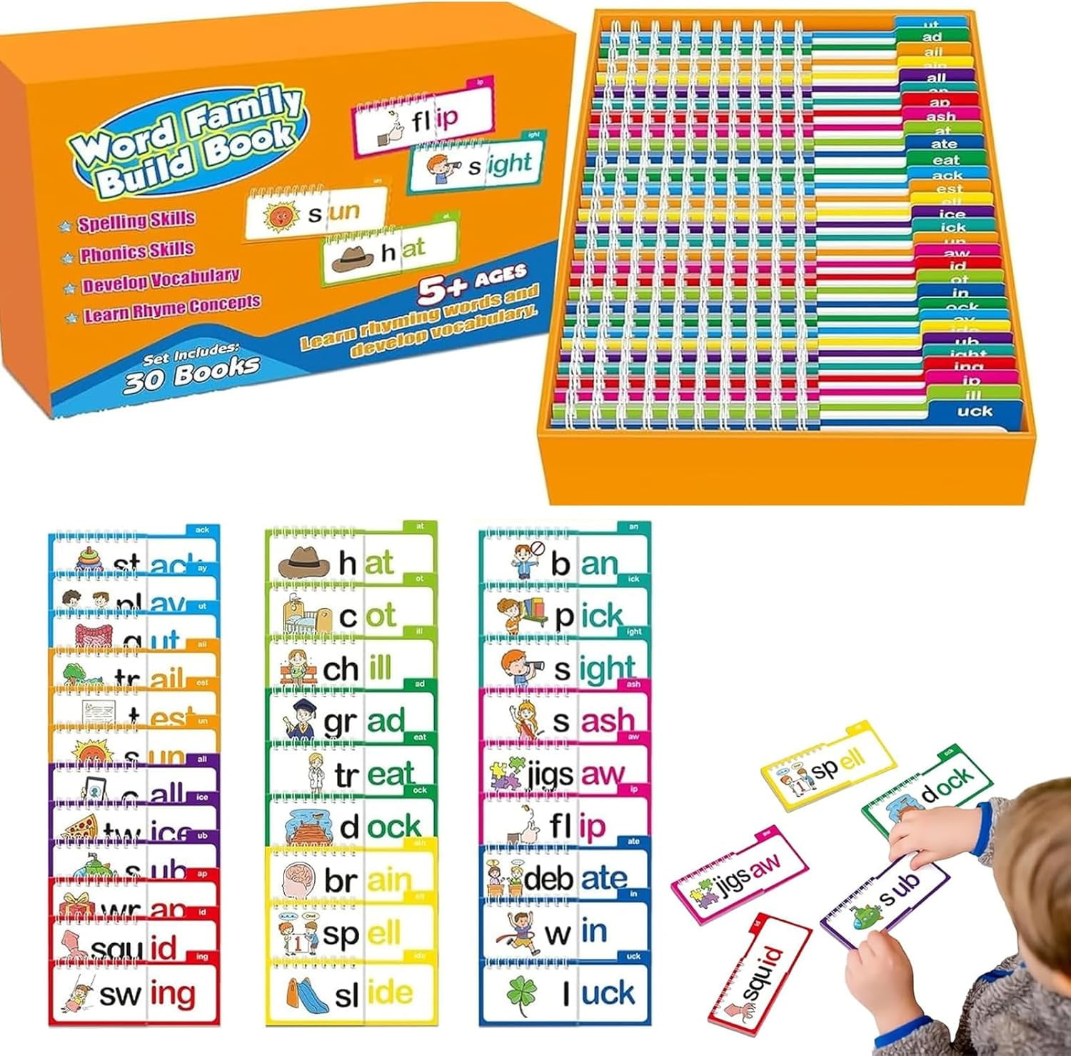 Vocabulary Flash Cards - 30 Read and Rhyme Flip Books, Kindergarten ...