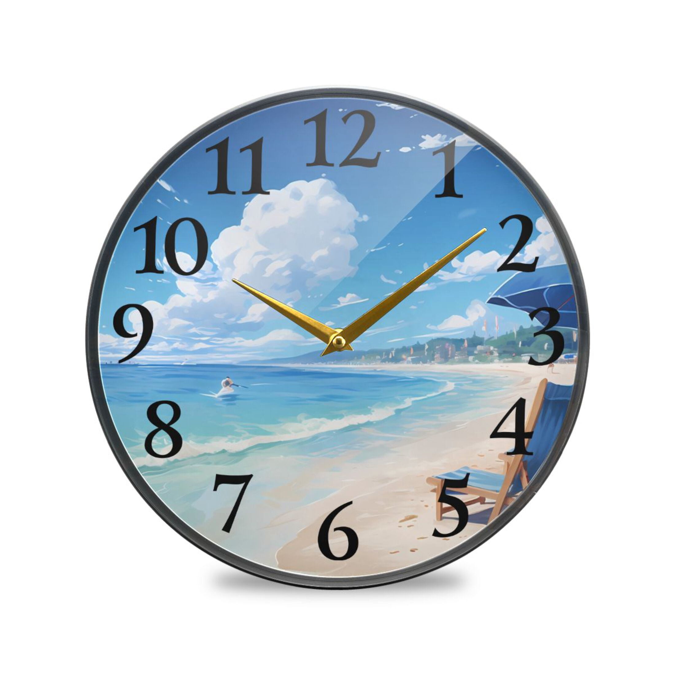 Vocation Beach Sky Summer Wall Clocks Battery Operated 11.9 Inch Round ...
