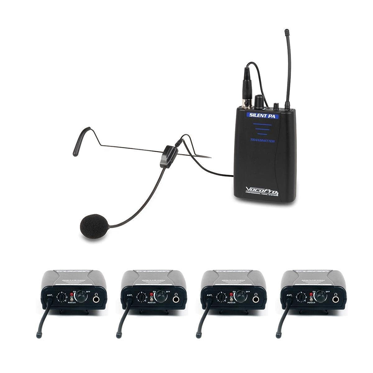 VocoPro 900 MHz One Way Communication System Transmitters & 4 Receivers ...