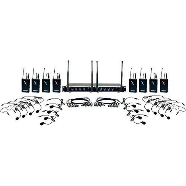 VocoPro HYBRIDPLAY8 8 Channel UHF Hybrid Wireless Headset & Lapel ...
