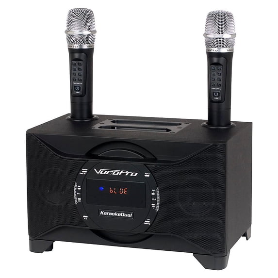 VocoPro Bluetooth KaraokeDual Boom Box with Wireless Microphones ...